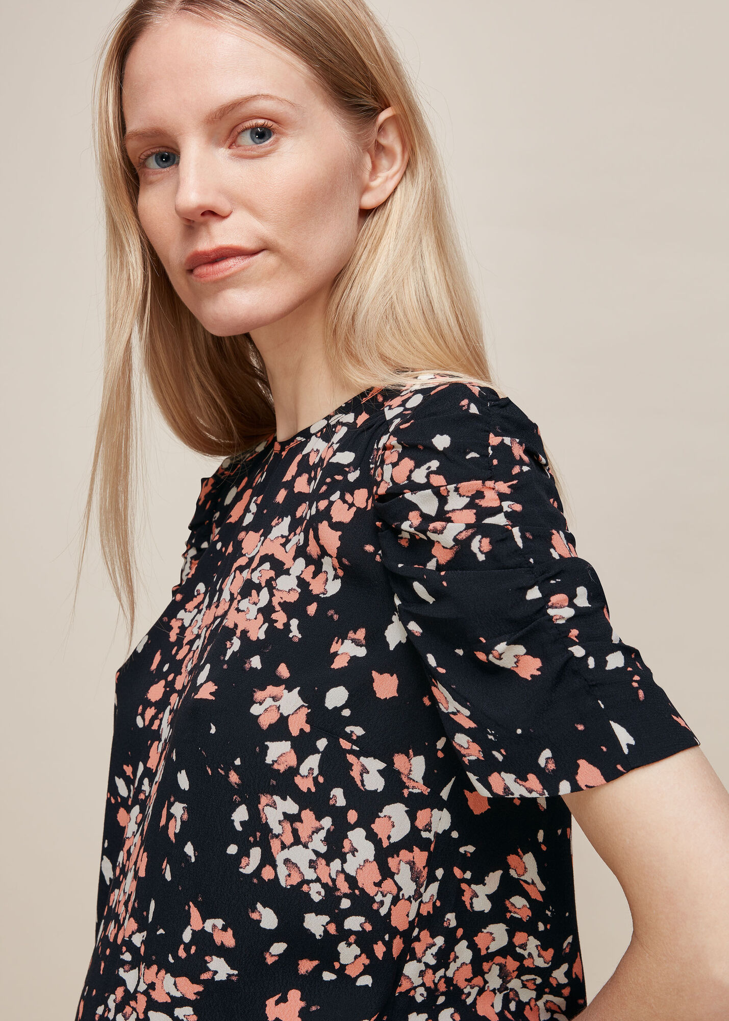 Navy/Multi Mottled Animal Nelly Top | WHISTLES | Whistles UK