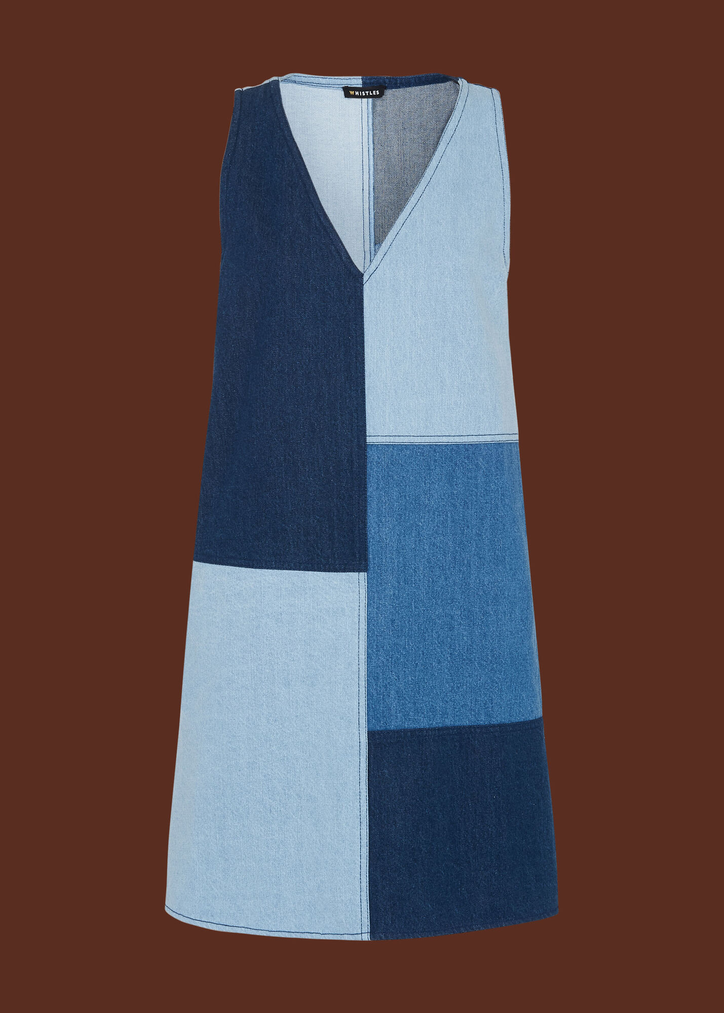 Denim Patchwork Denim Dress | WHISTLES | Whistles UK