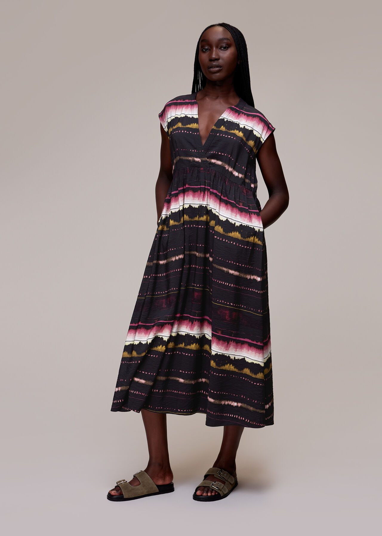 Multicolour Amelie Shibori Trapeze Dress | WHISTLES | Whistles UK
