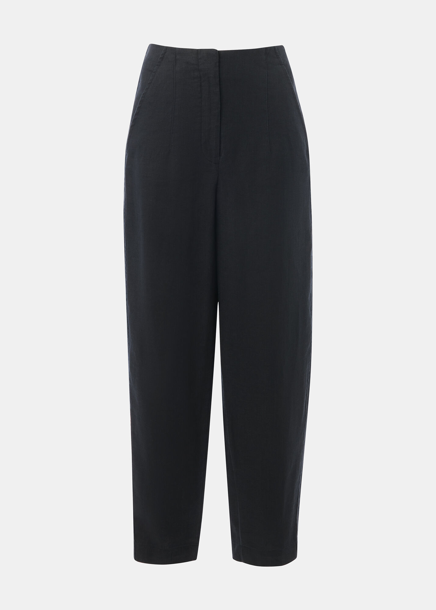 Black Linen Barrel Leg Trouser | WHISTLES | Whistles UK
