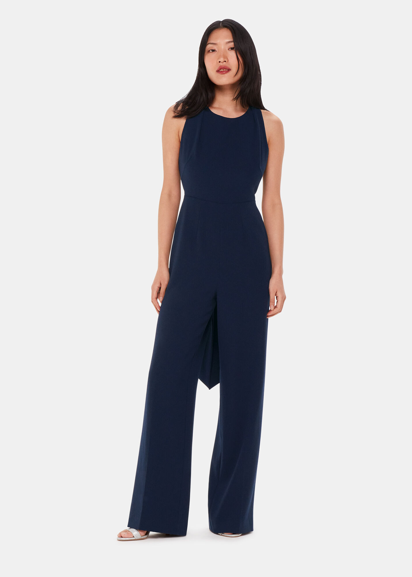 Whistles Navy Blue Tie Back Jumpsuit | Elegant Bridesmaid | Whistles UK