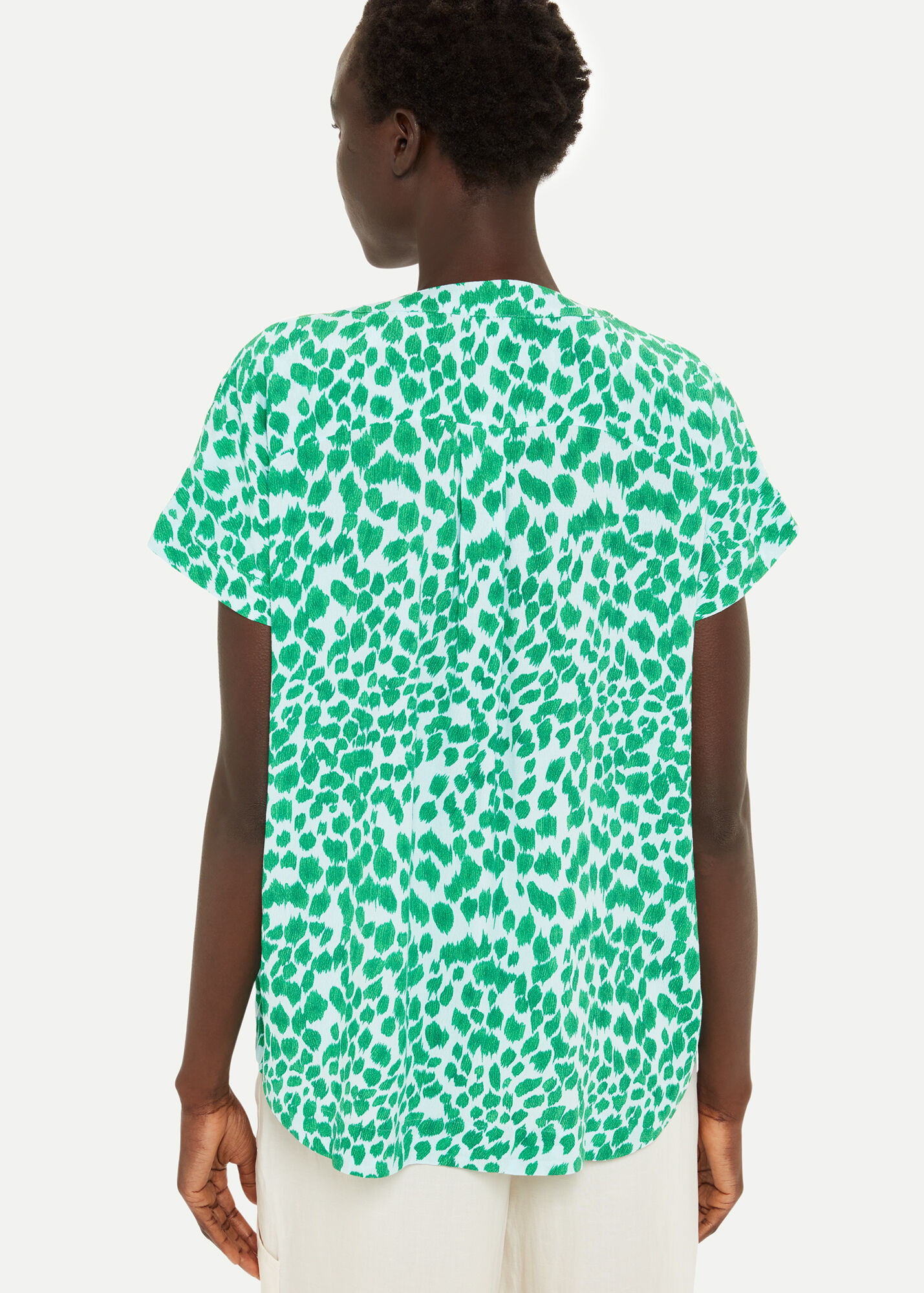 Green/Multi Smooth Leopard Print Blouse | WHISTLES | Whistles UK