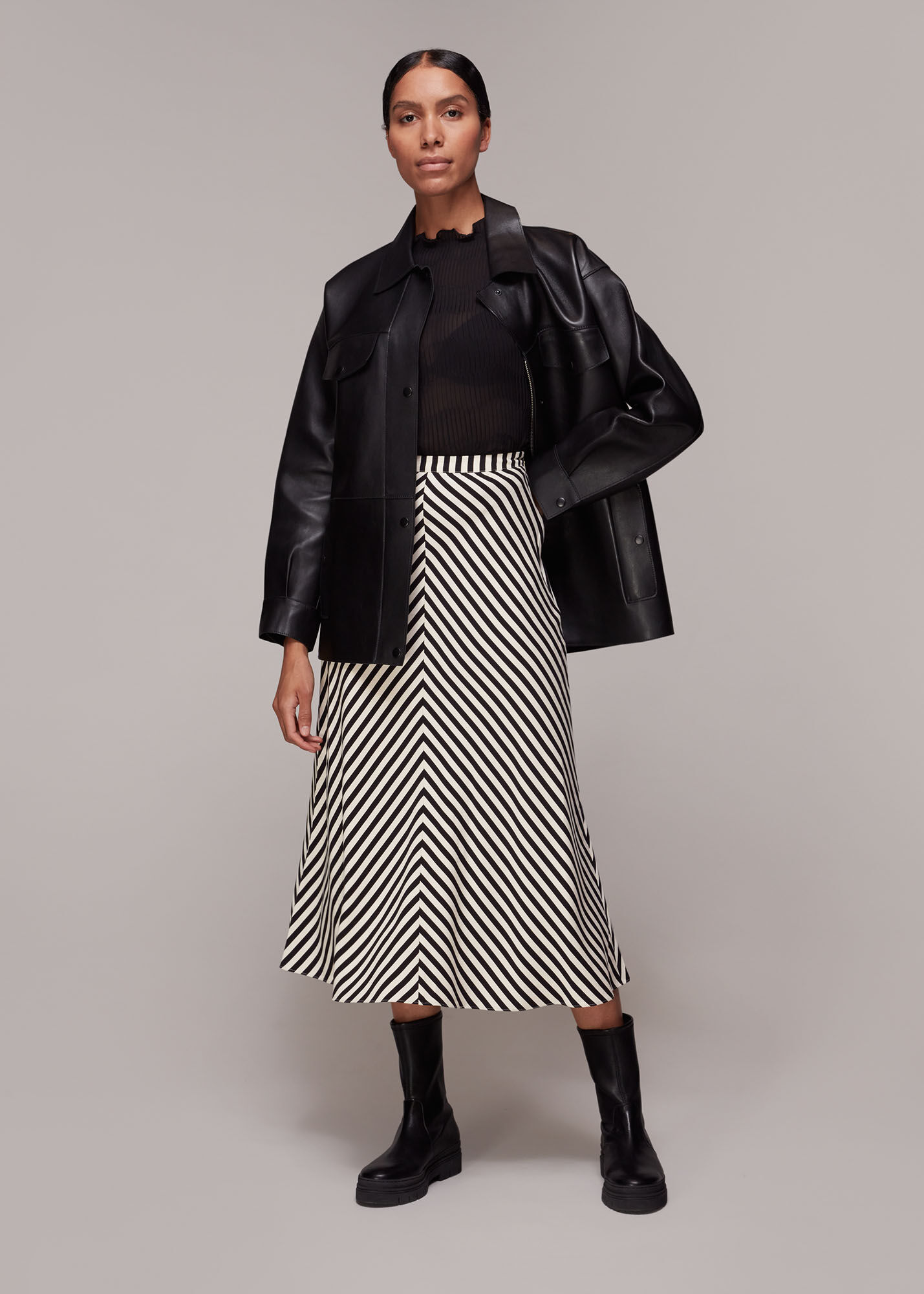 Multicolour Diagonal Stripe Skirt | WHISTLES | Whistles UK