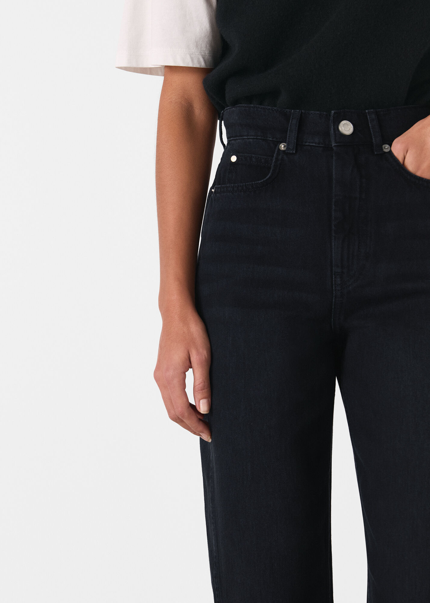 Black High Waisted Barrel Leg Jeans | Whistles