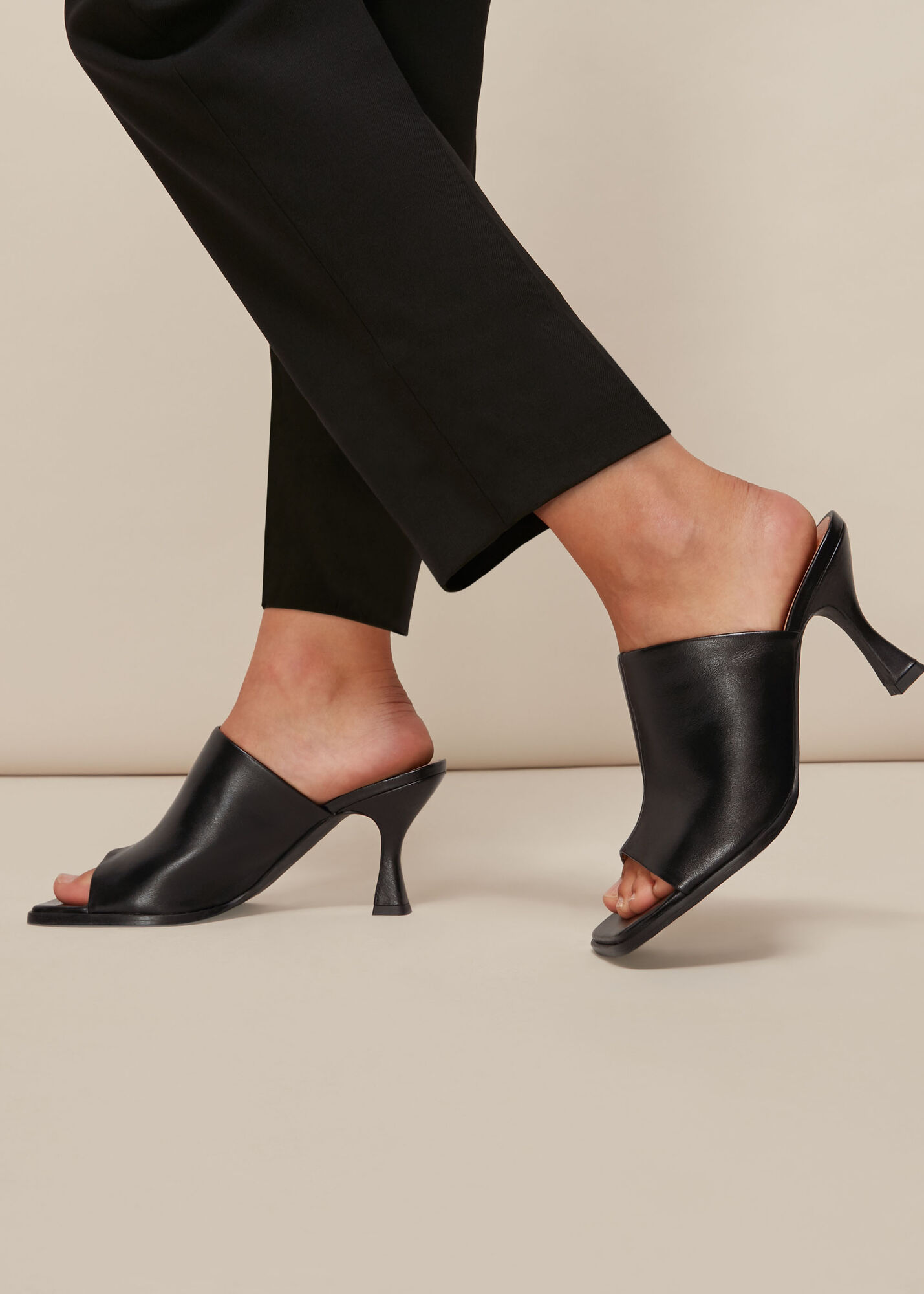 Black Aerin Square Toe Mule | WHISTLES | Whistles UK