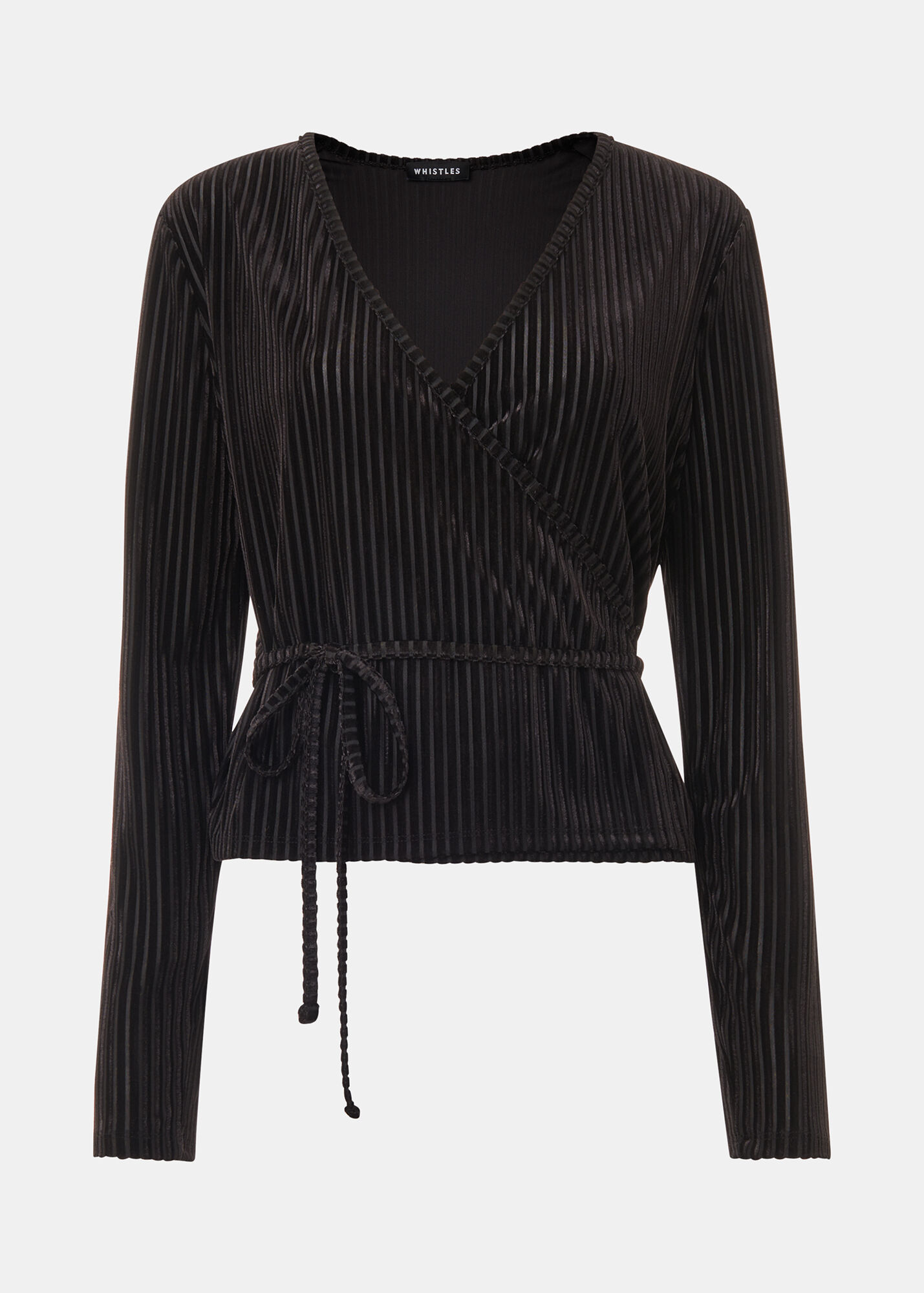 Black Velvet Wrap Cardigan With V-Neck | Whistles | Whistles UK