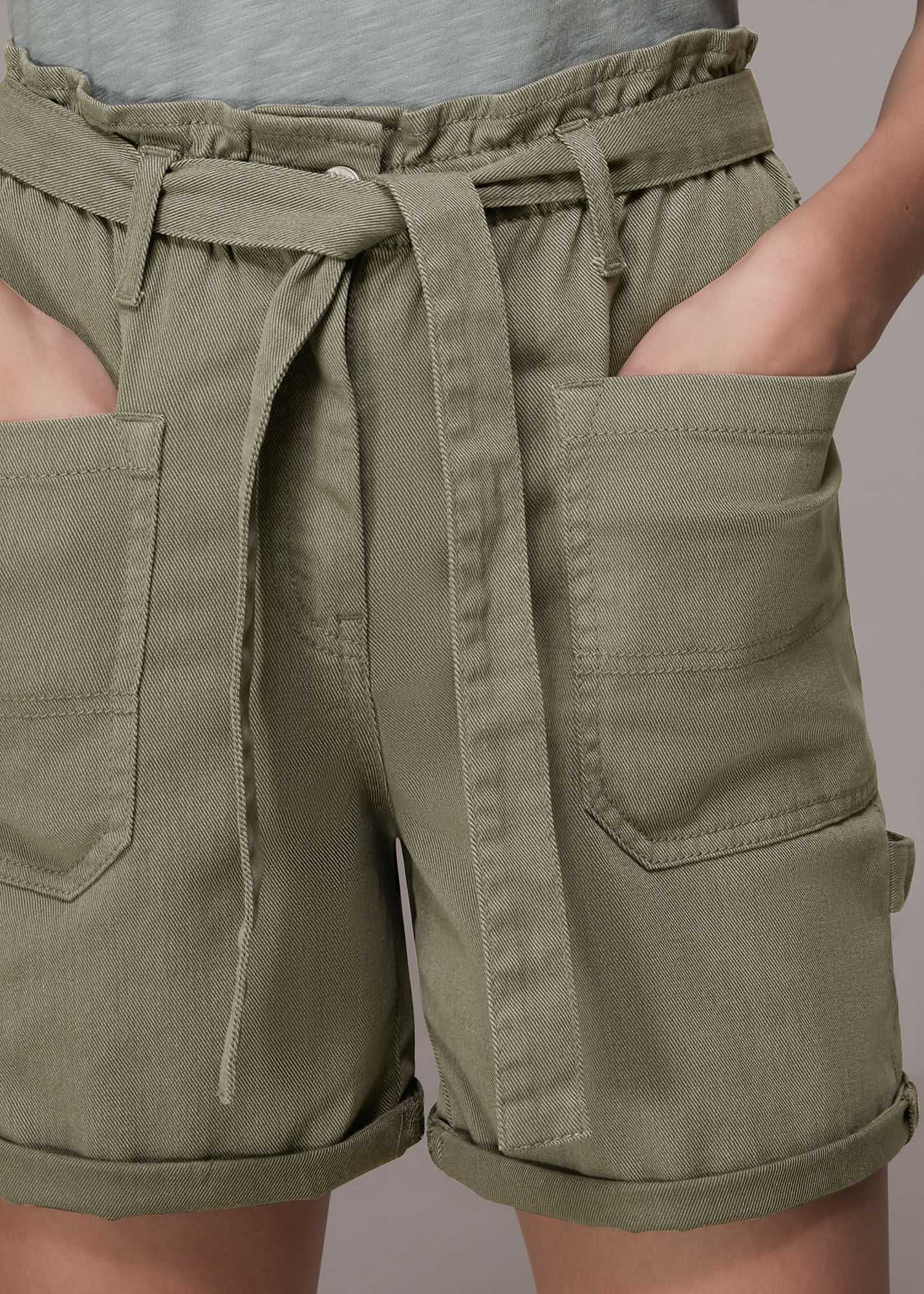 Khaki Tie Waist Cargo Pocket Short | WHISTLES