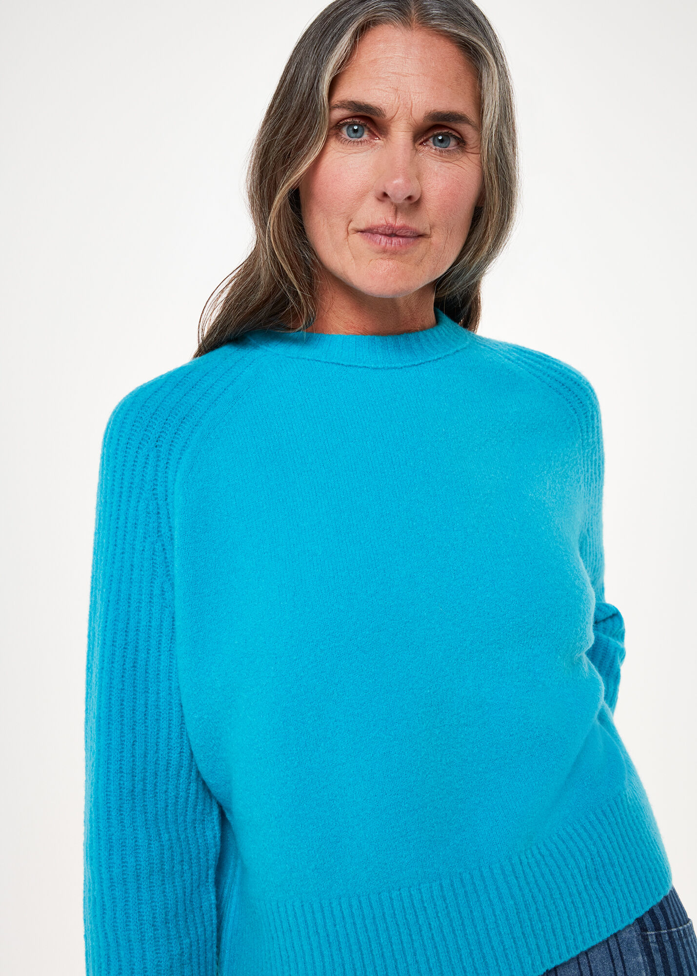 Turquoise Anna Wool Mix Crew Knit | WHISTLES | Whistles UK