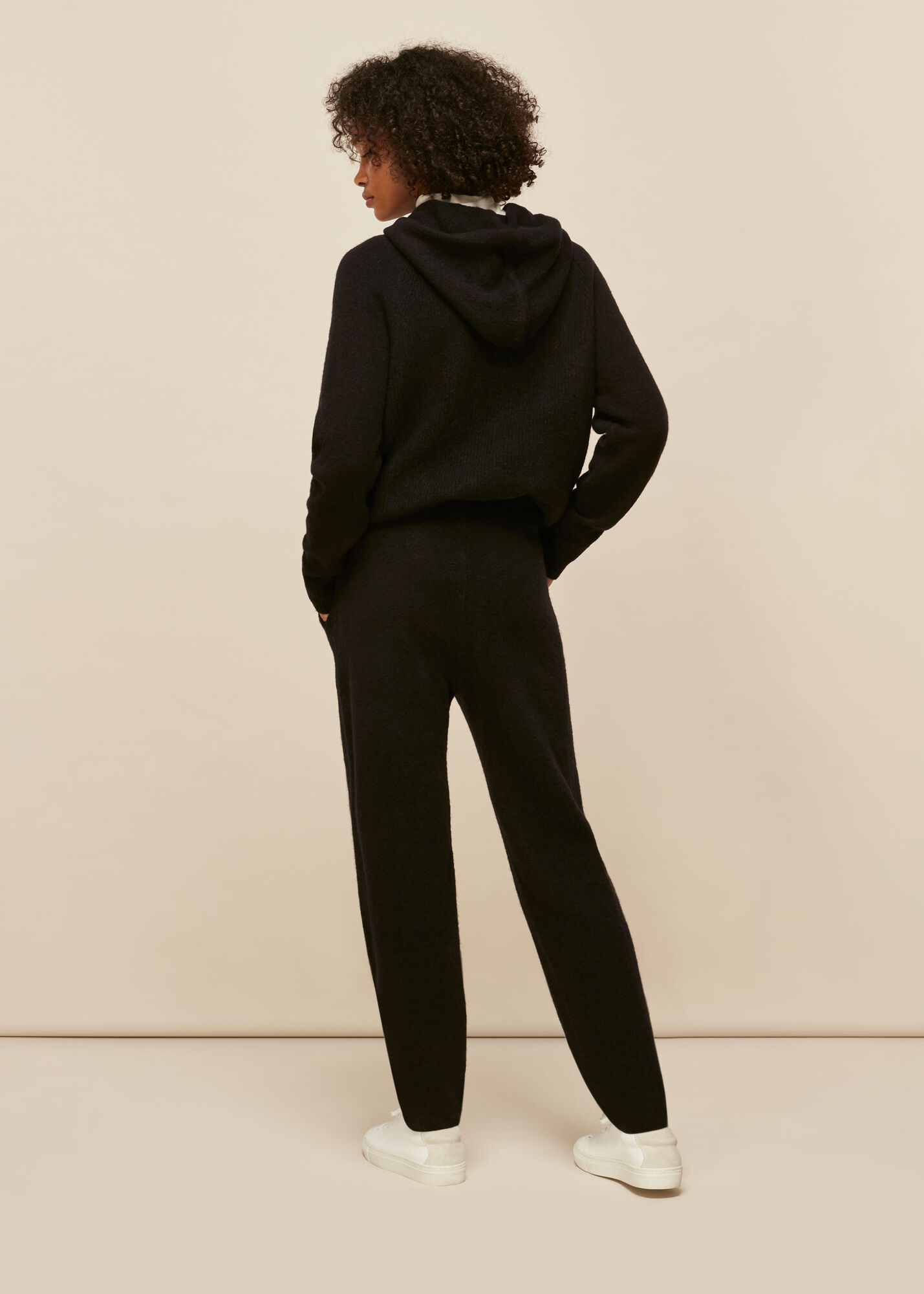 Black Ribbed Knitted Jogger | WHISTLES | Whistles UK