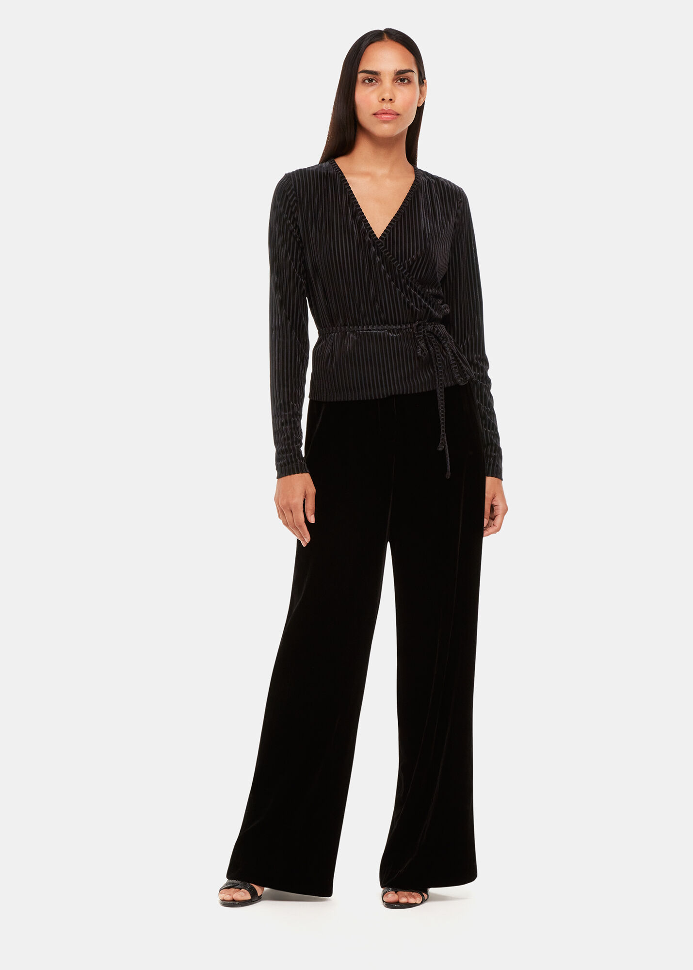 Black Velvet Wrap Cardigan With V-Neck | Whistles | Whistles UK