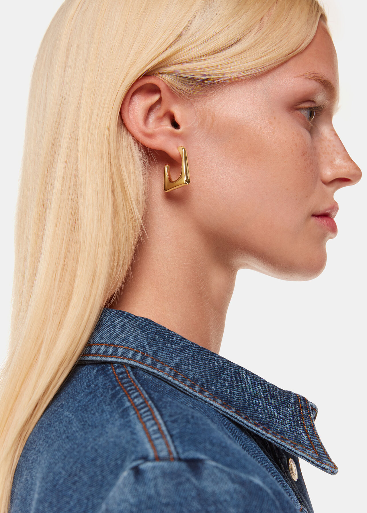 Gold Square Hoop Earring | WHISTLES | Whistles US