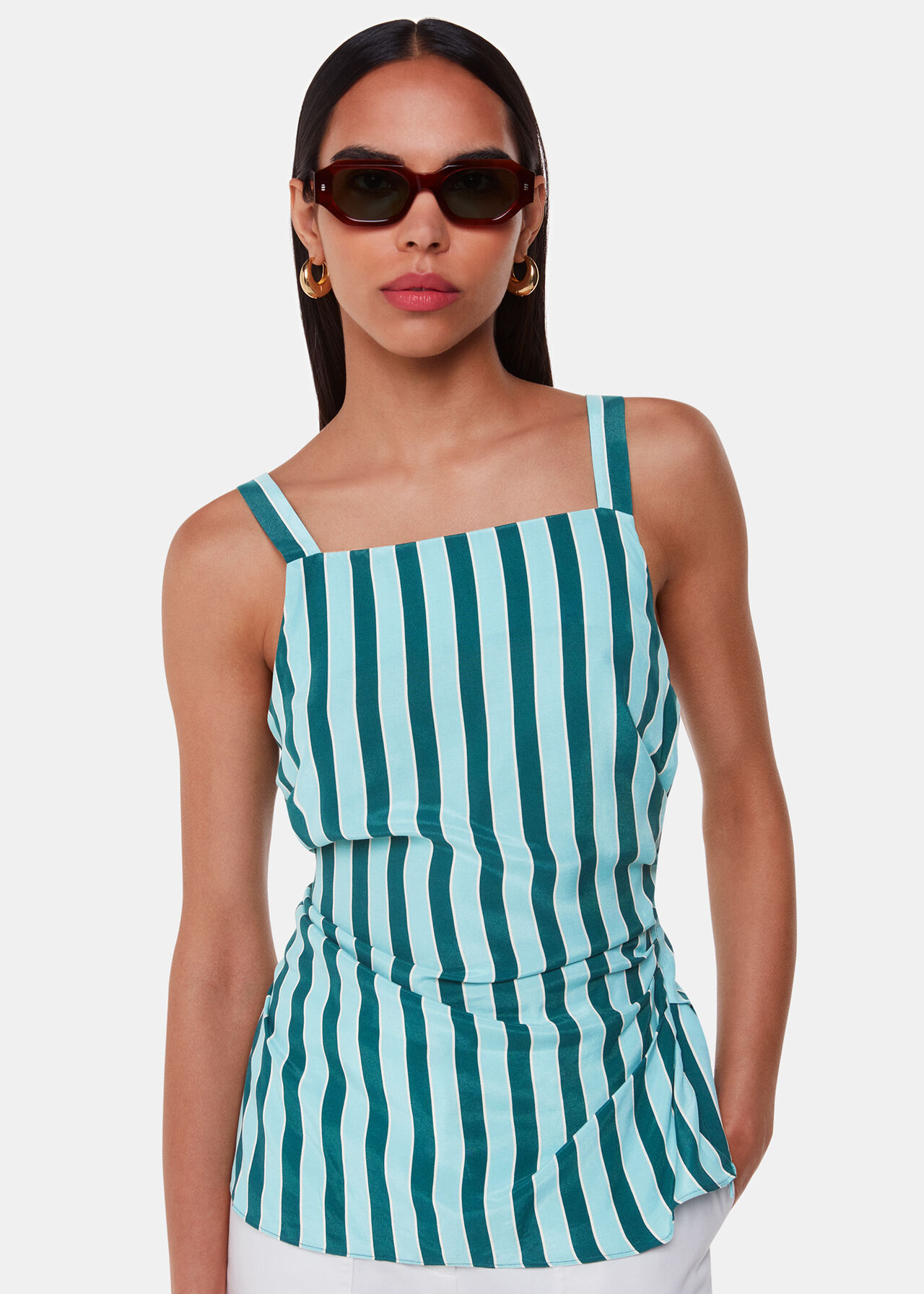 Teal/Multi Emily Tonal Stripe Top | WHISTLES | Whistles US