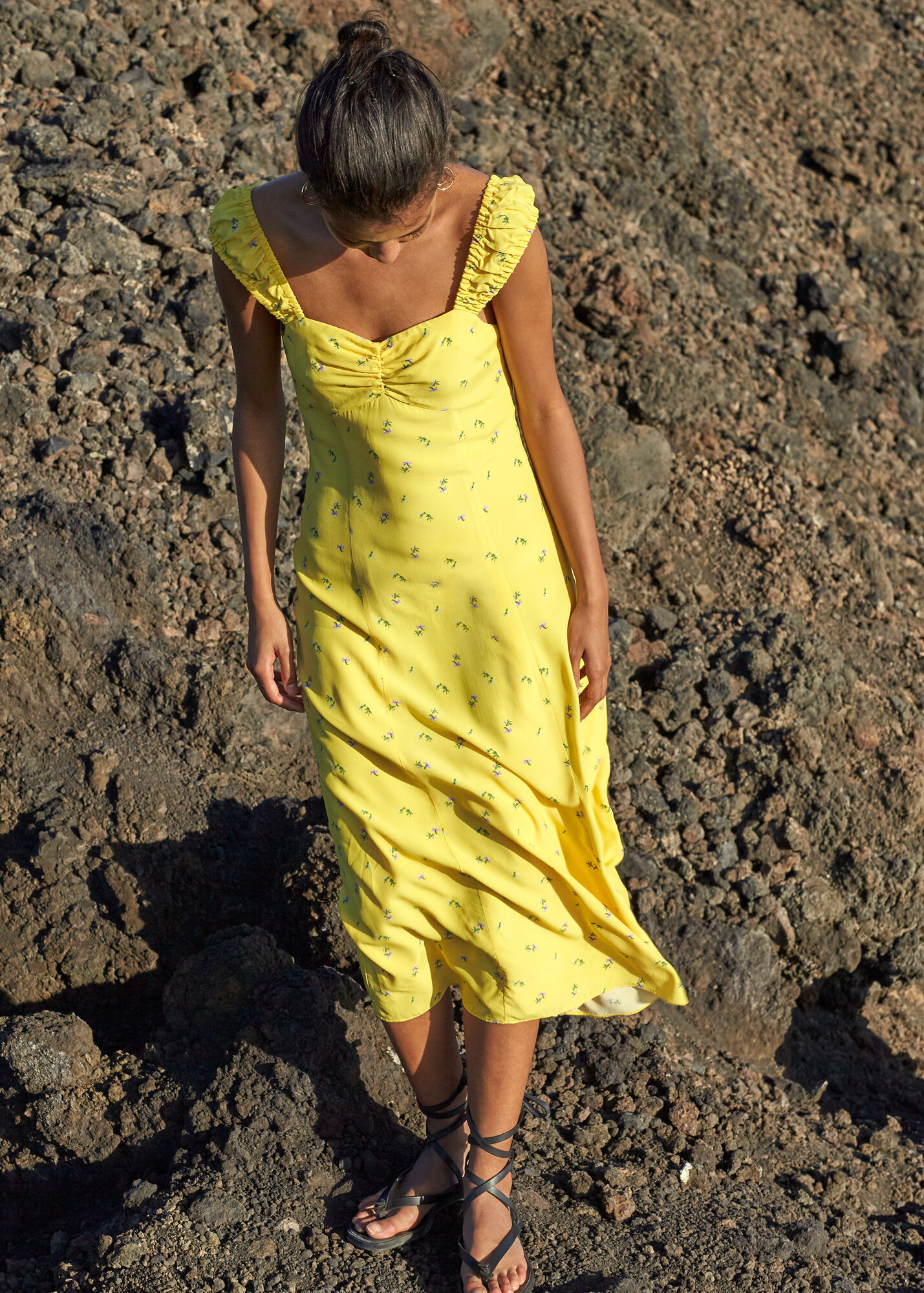 Yellow/Multi Forget Me Not Print Dress | WHISTLES | Whistles US