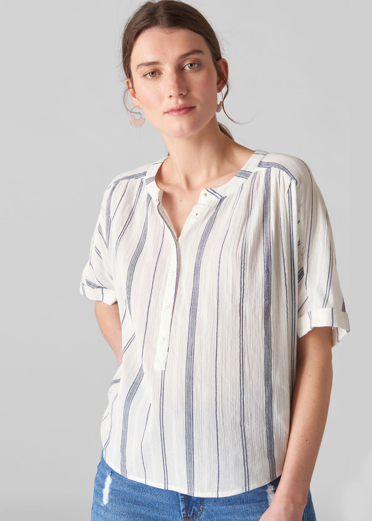 Multi Stripe Paula Blouse, White/Multi | WHISTLES
