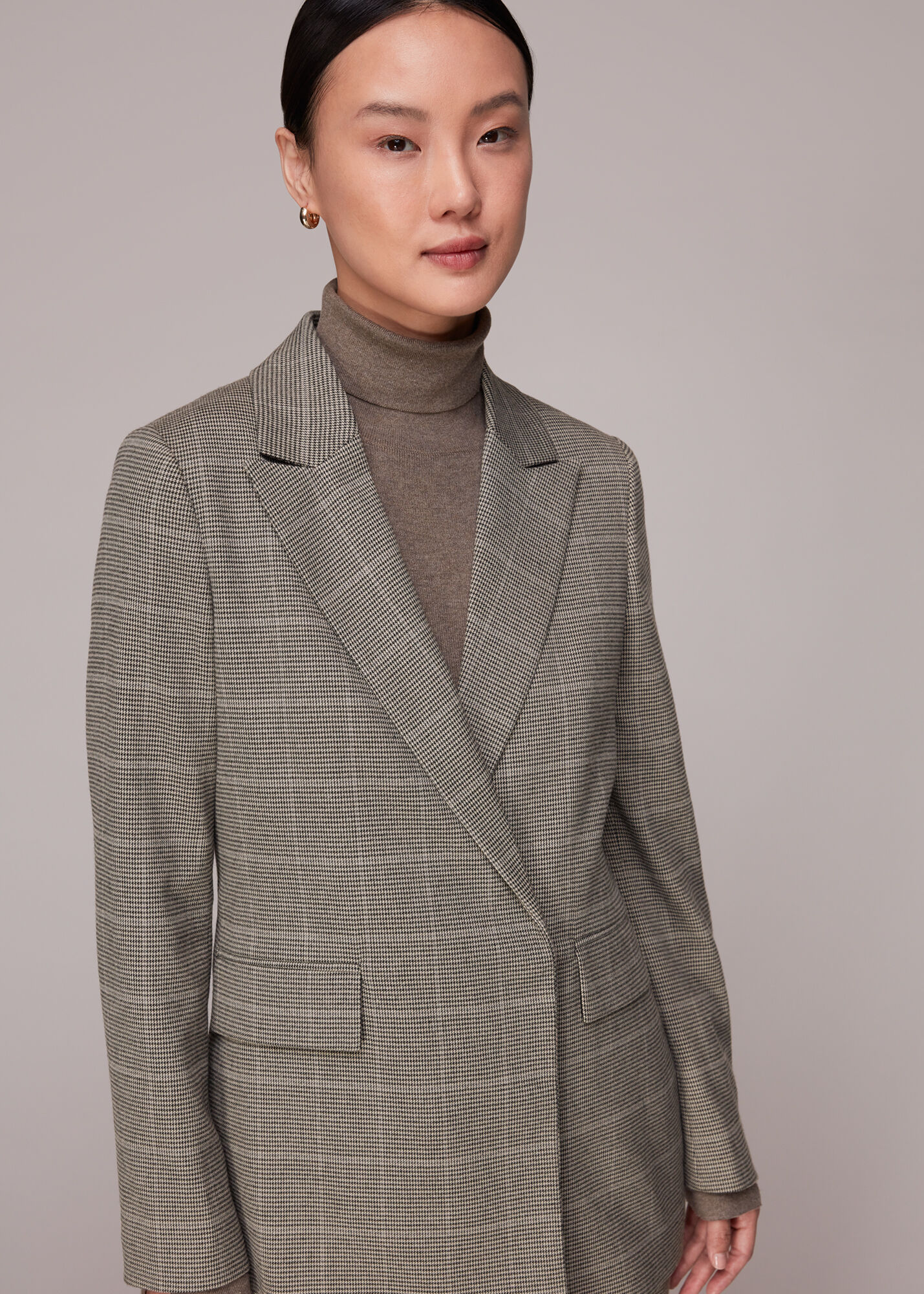 Brown/Multi Elizabeth Check Blazer | WHISTLES | Whistles UK
