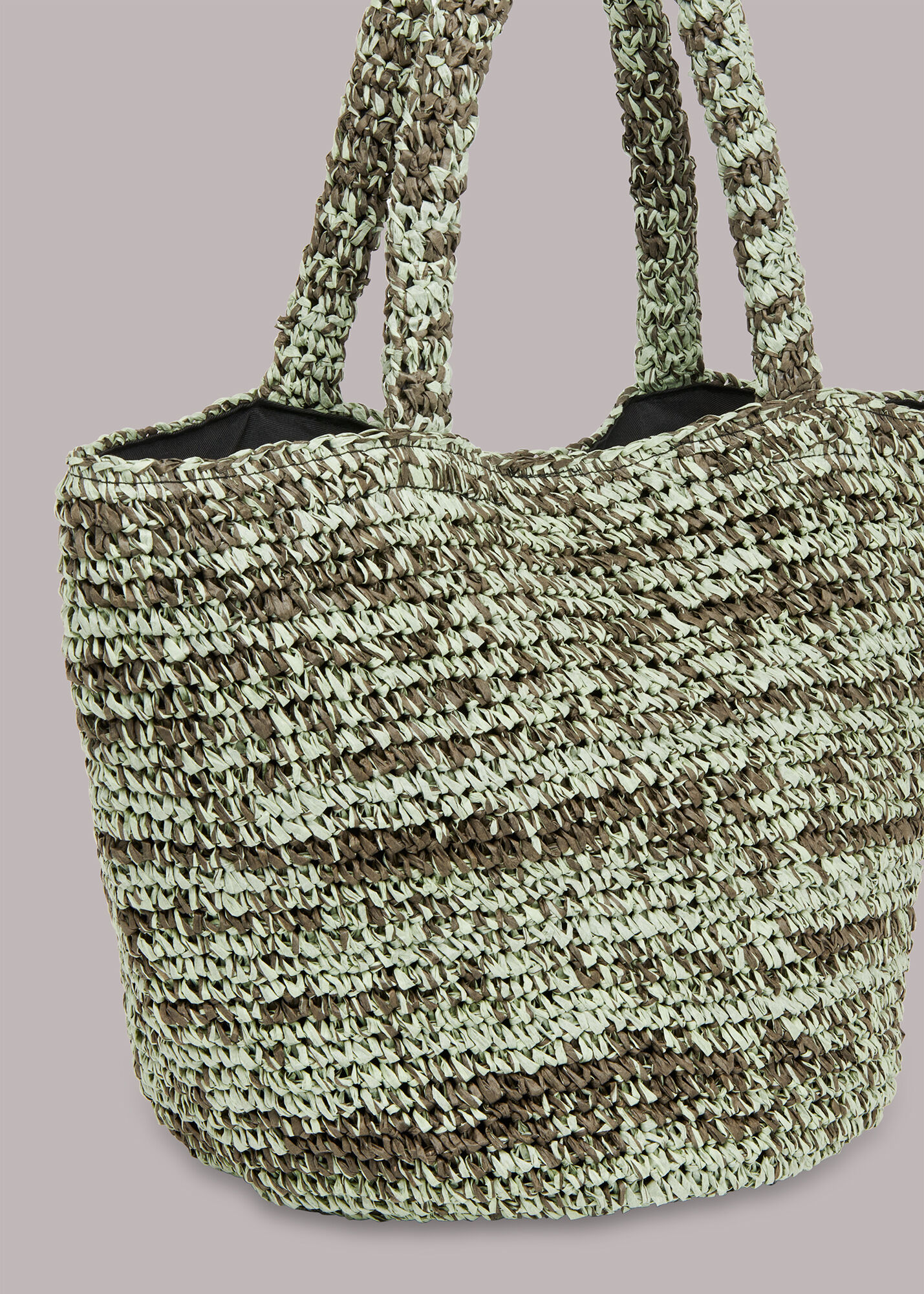 Khaki Renee Paper Weave Tote | WHISTLES | Whistles UK