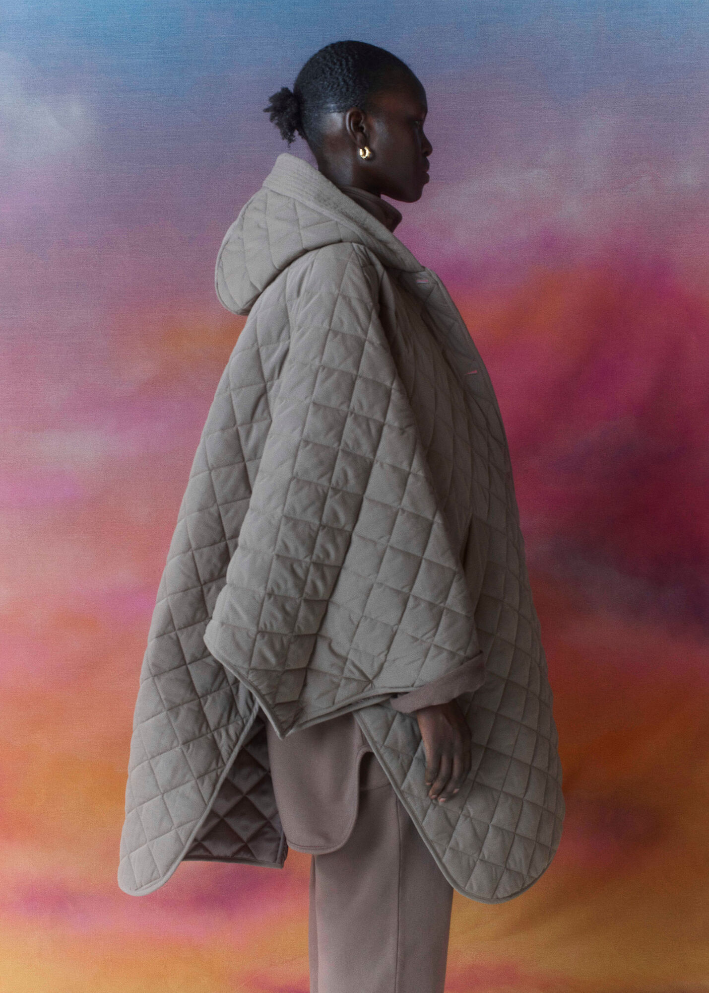 Taupe Quilted Cape | WHISTLES | Whistles UK