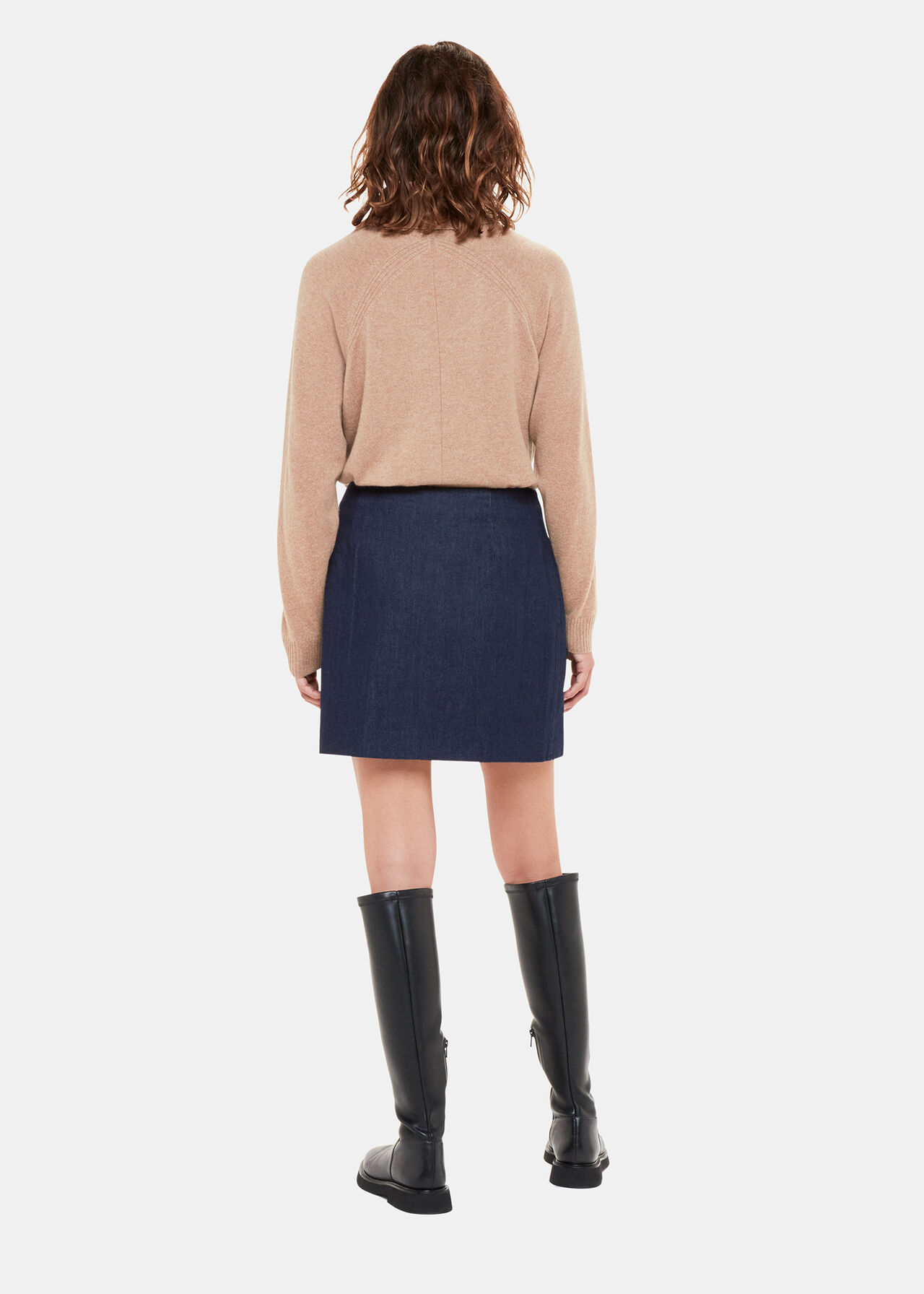 Navy Indigo Denim Wrap Mini Skirt Whistles