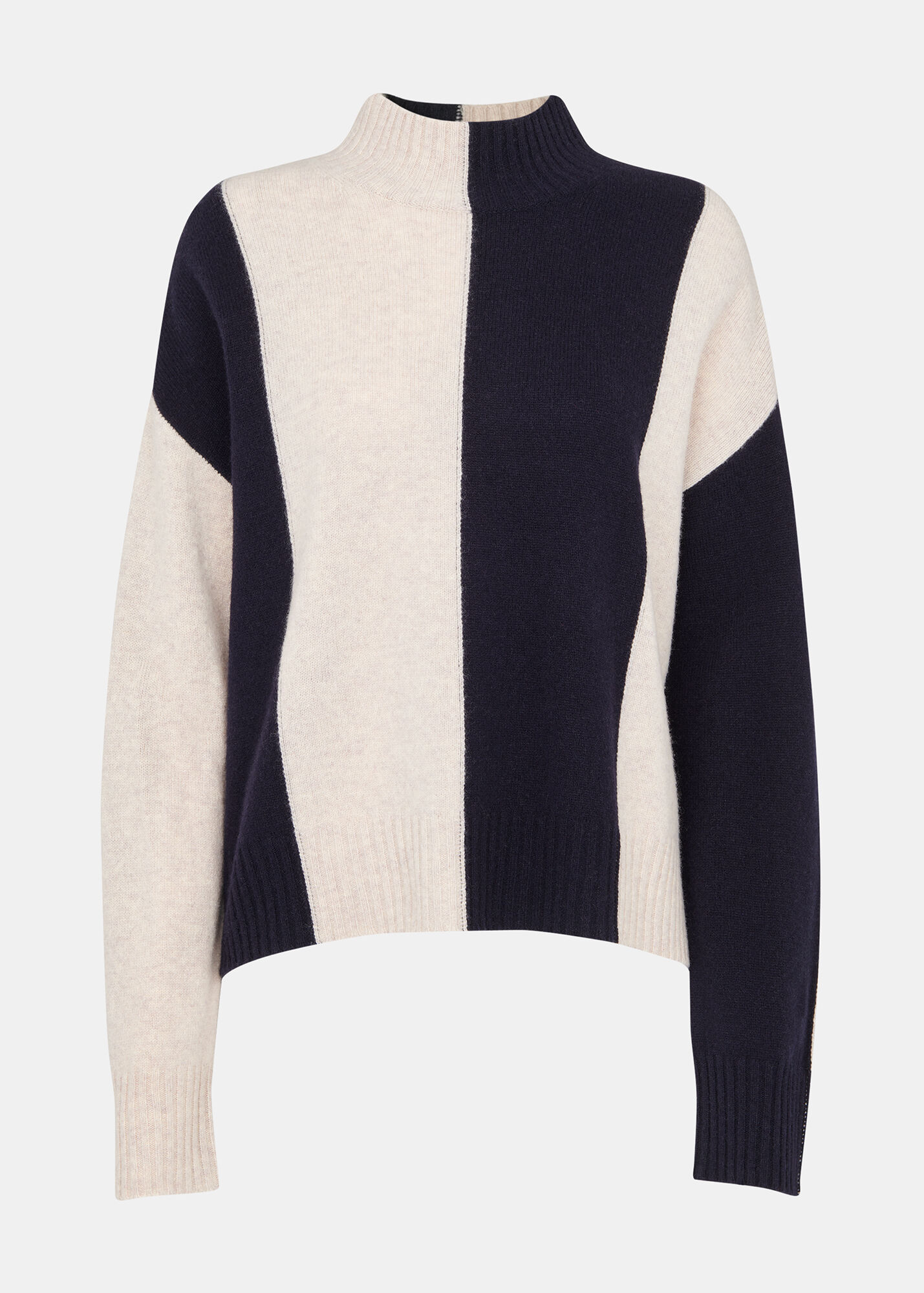 Navy/Multi Vertical Stripe Funnel Neck | WHISTLES | Whistles UK