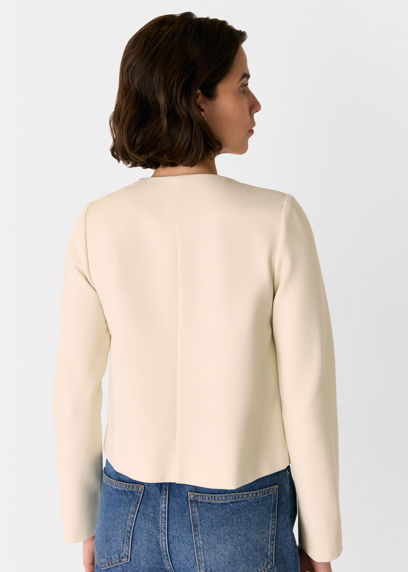 Ivory Anne Ponte Button Jacket | WHISTLES | Whistles UK