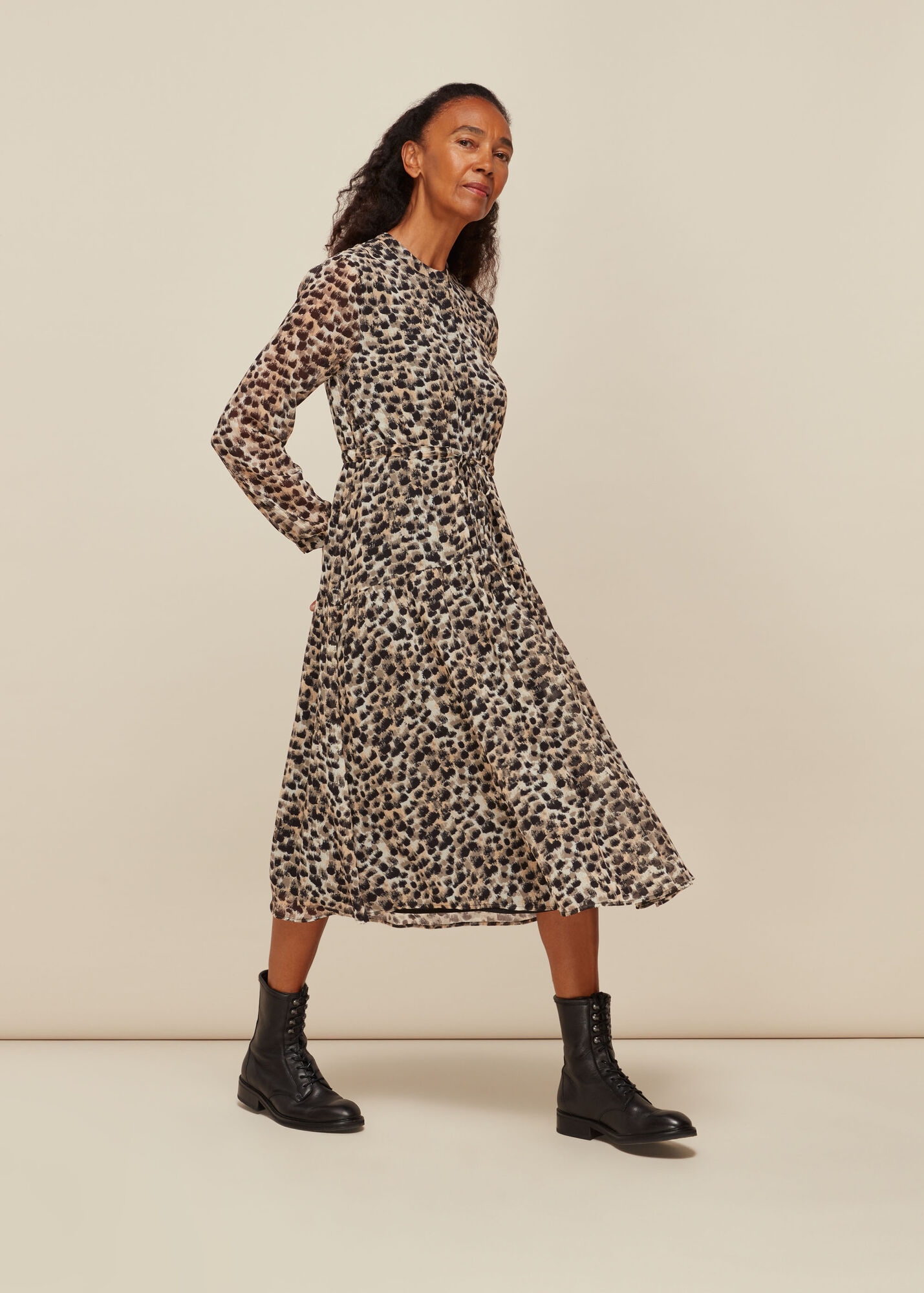 Multicolour Brushmark Animal Print Dress | WHISTLES | Whistles UK
