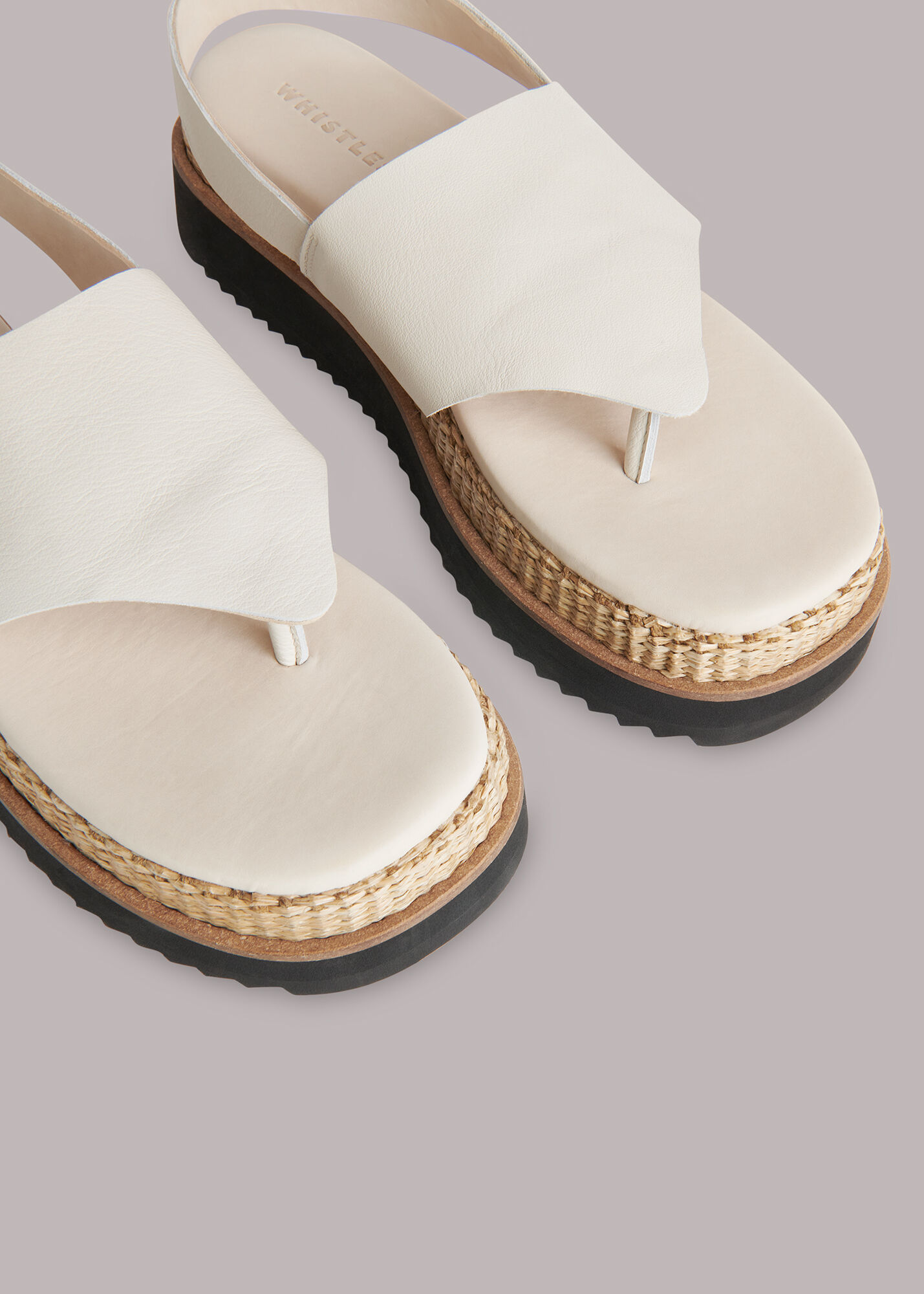 White Lia Raffia Platform Sandal | WHISTLES | Whistles UK