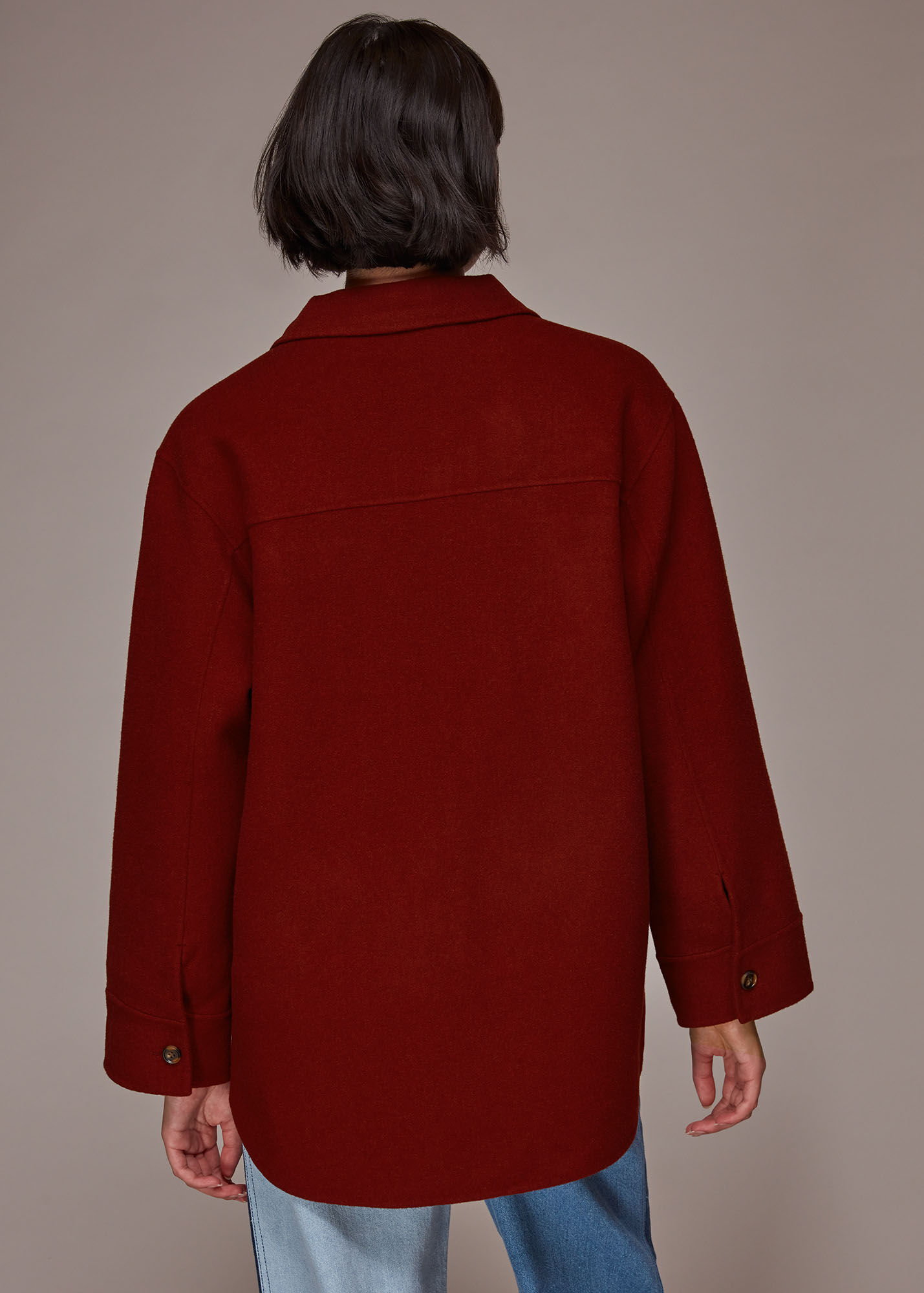 Dark Red Classic Wool Overshirt | WHISTLES | Whistles UK