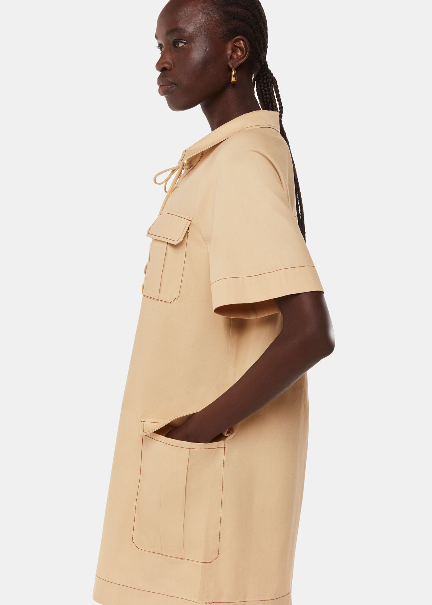 Beige Ella Safari Dress | WHISTLES | Whistles UK