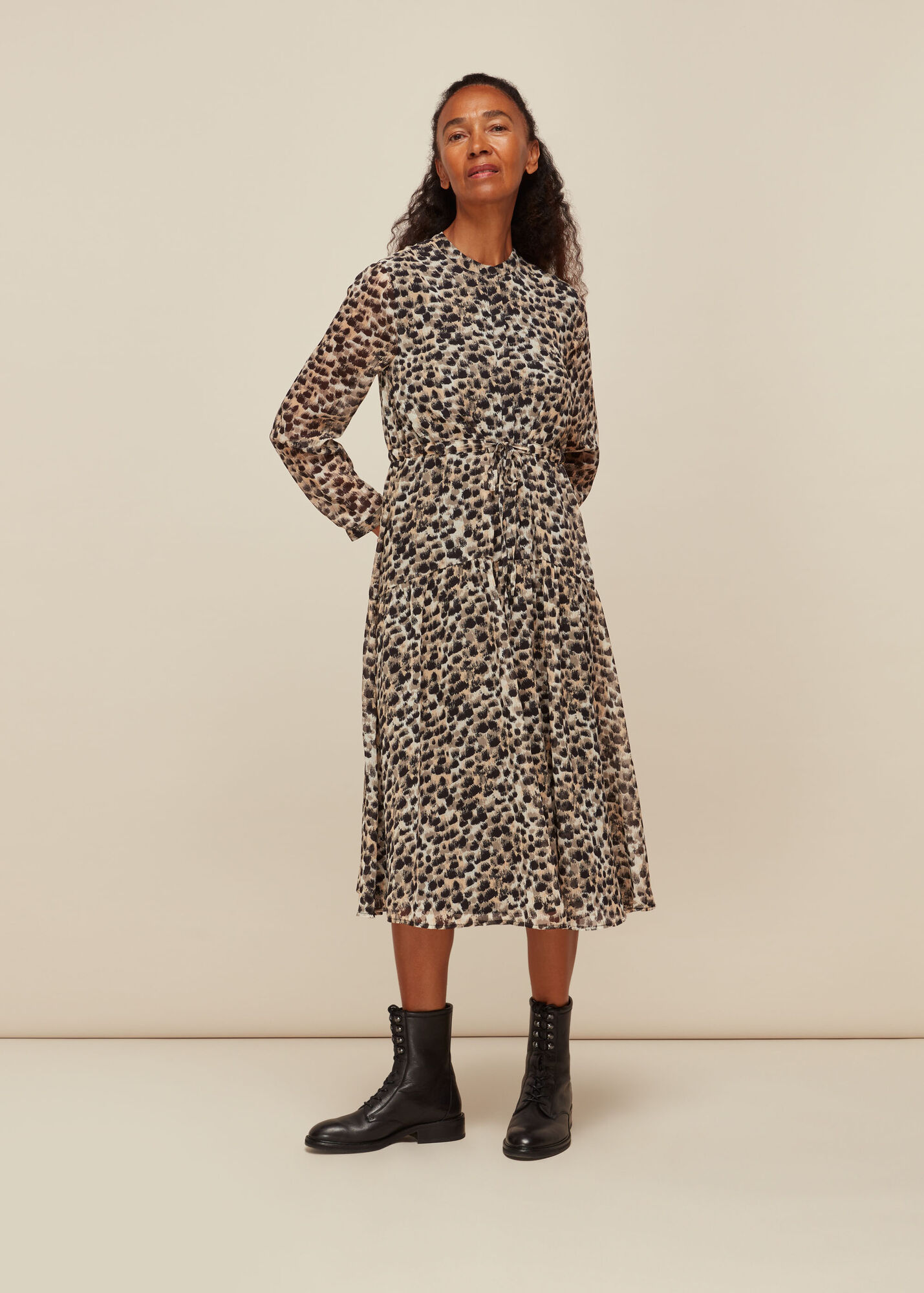 Multicolour Brushmark Animal Print Dress | WHISTLES | Whistles UK