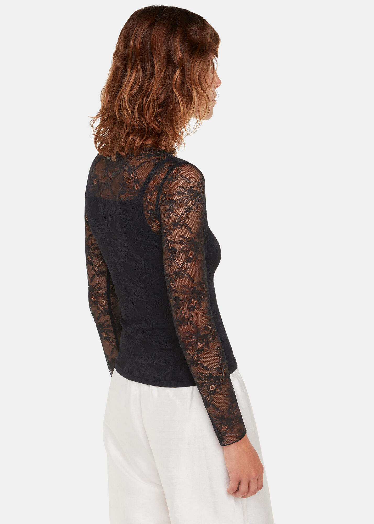 Black Hai Agneta Lace Top | WHISTLES | Whistles UK