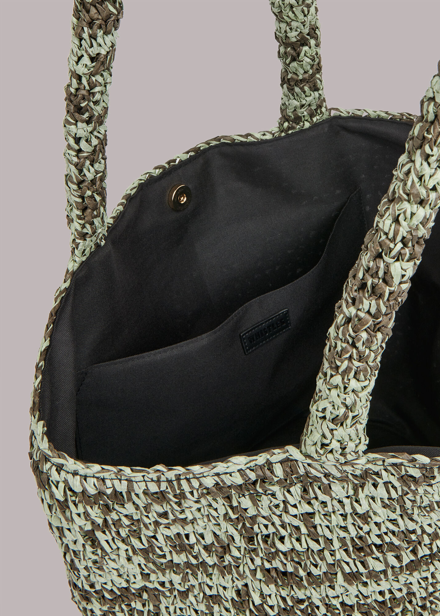 Khaki Renee Paper Weave Tote | WHISTLES | Whistles UK