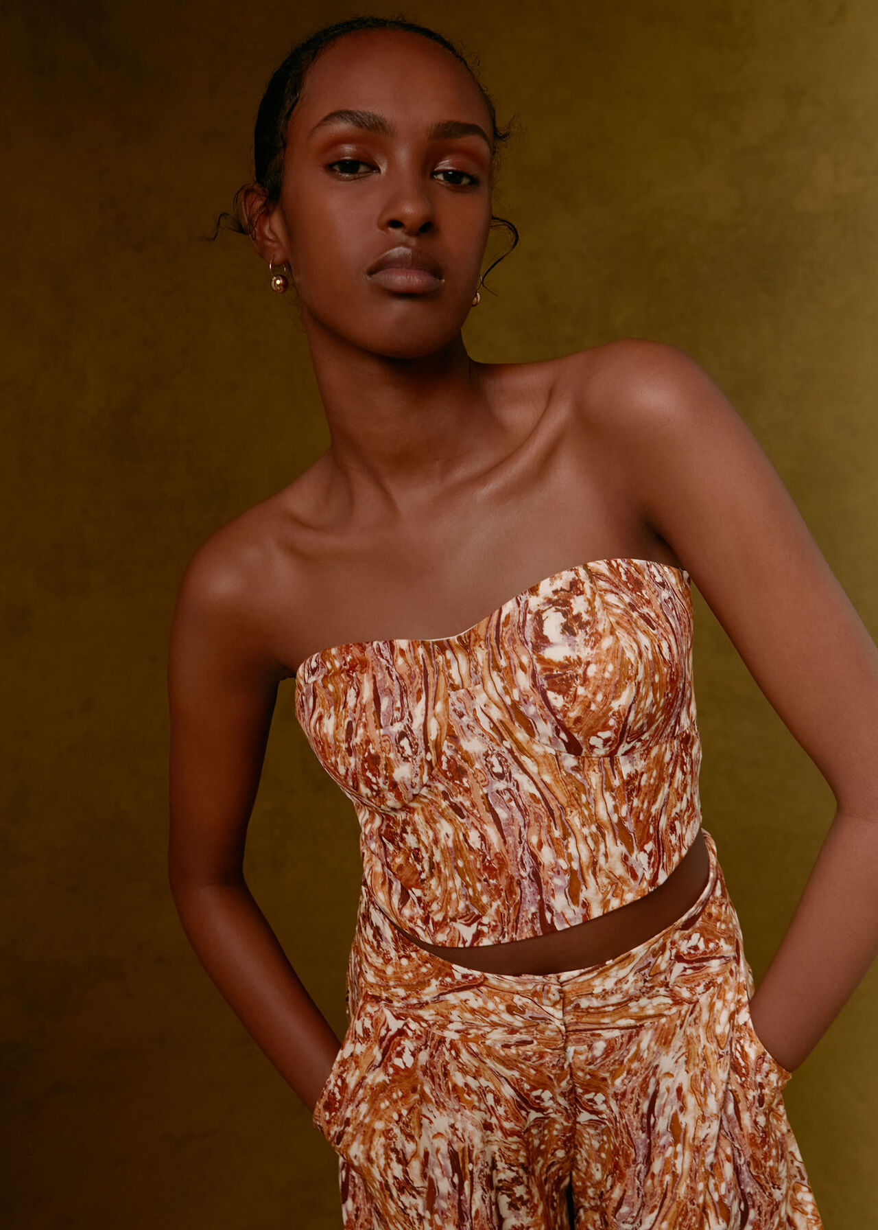 Multicolour Marble Print Silk Barlet | WHISTLES | Whistles