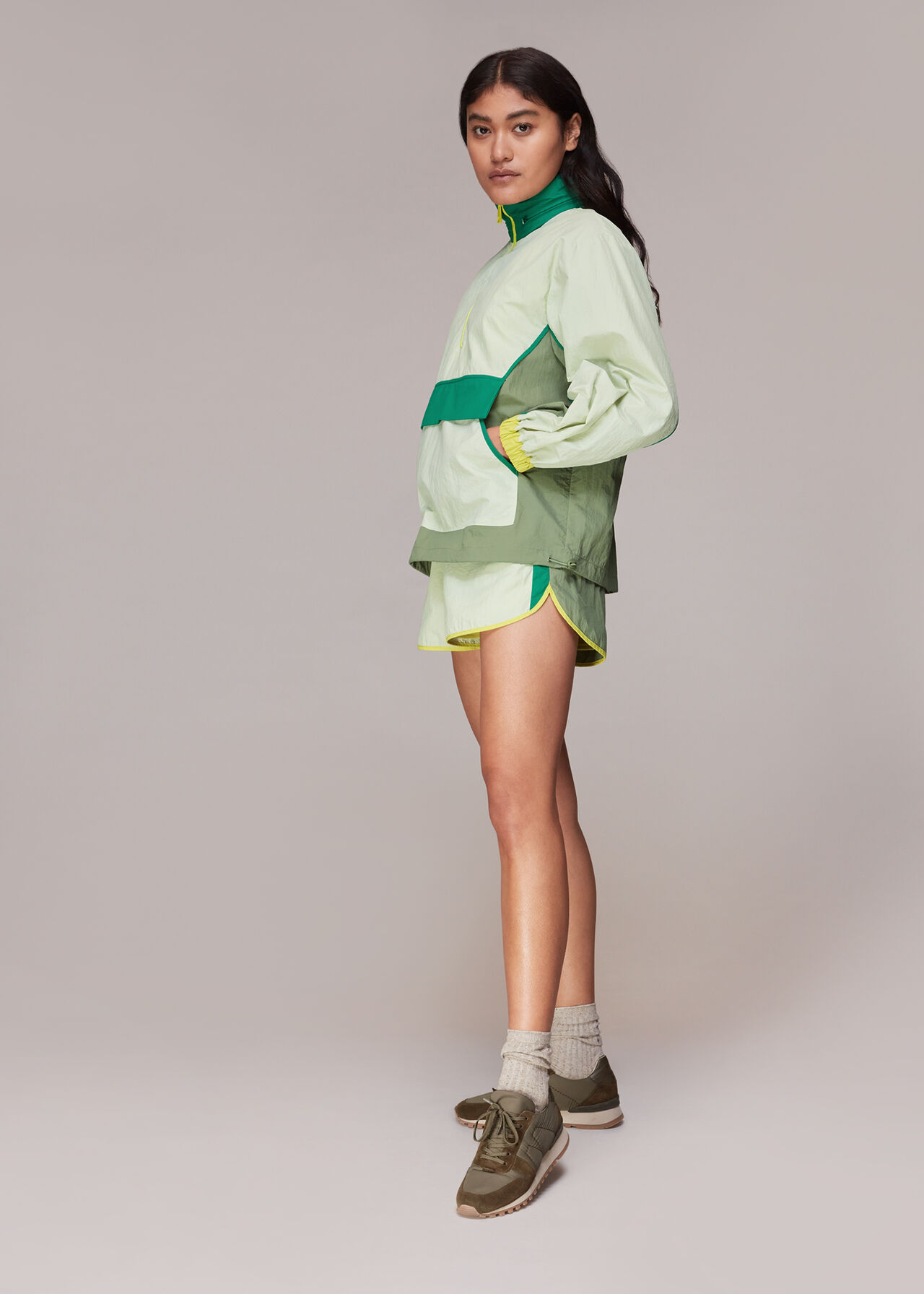 Green/Multi Colour Block Anorak | WHISTLES | Whistles UK