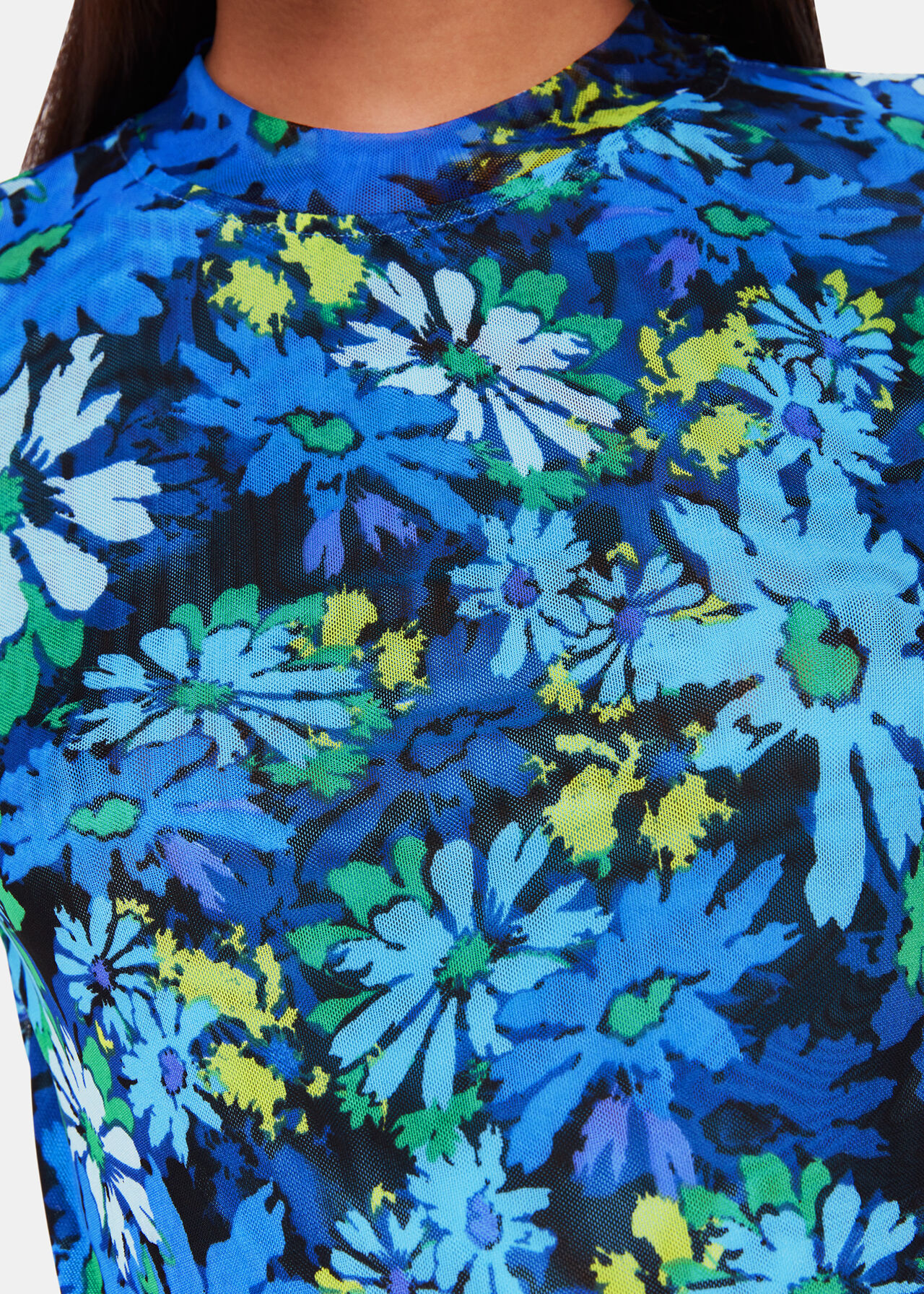 Multicolour Retro Floral Mesh Top Whistles Whistles Uk