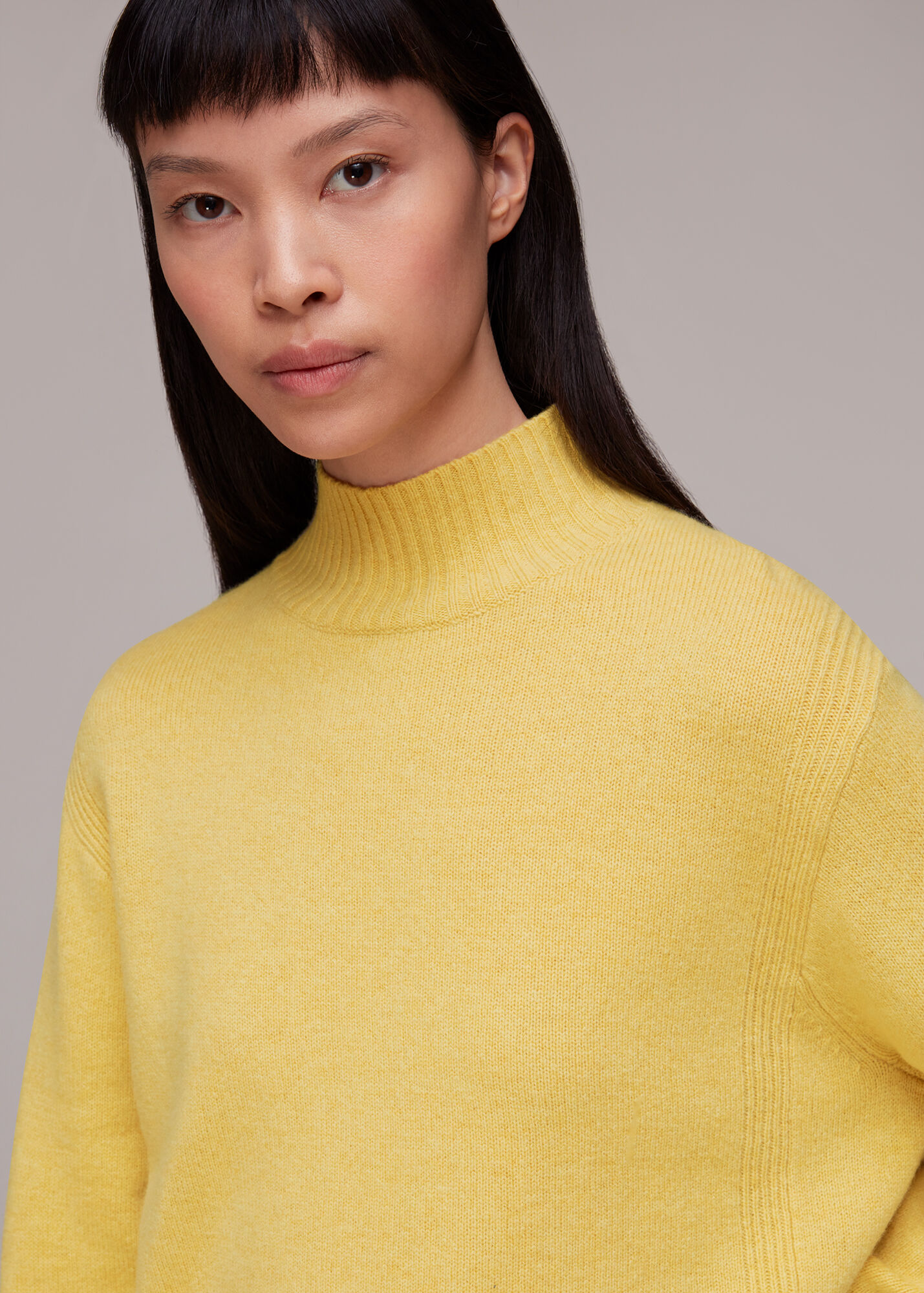 Yellow Ferne Wool Funnel Neck Jumper | WHISTLES | Whistles US