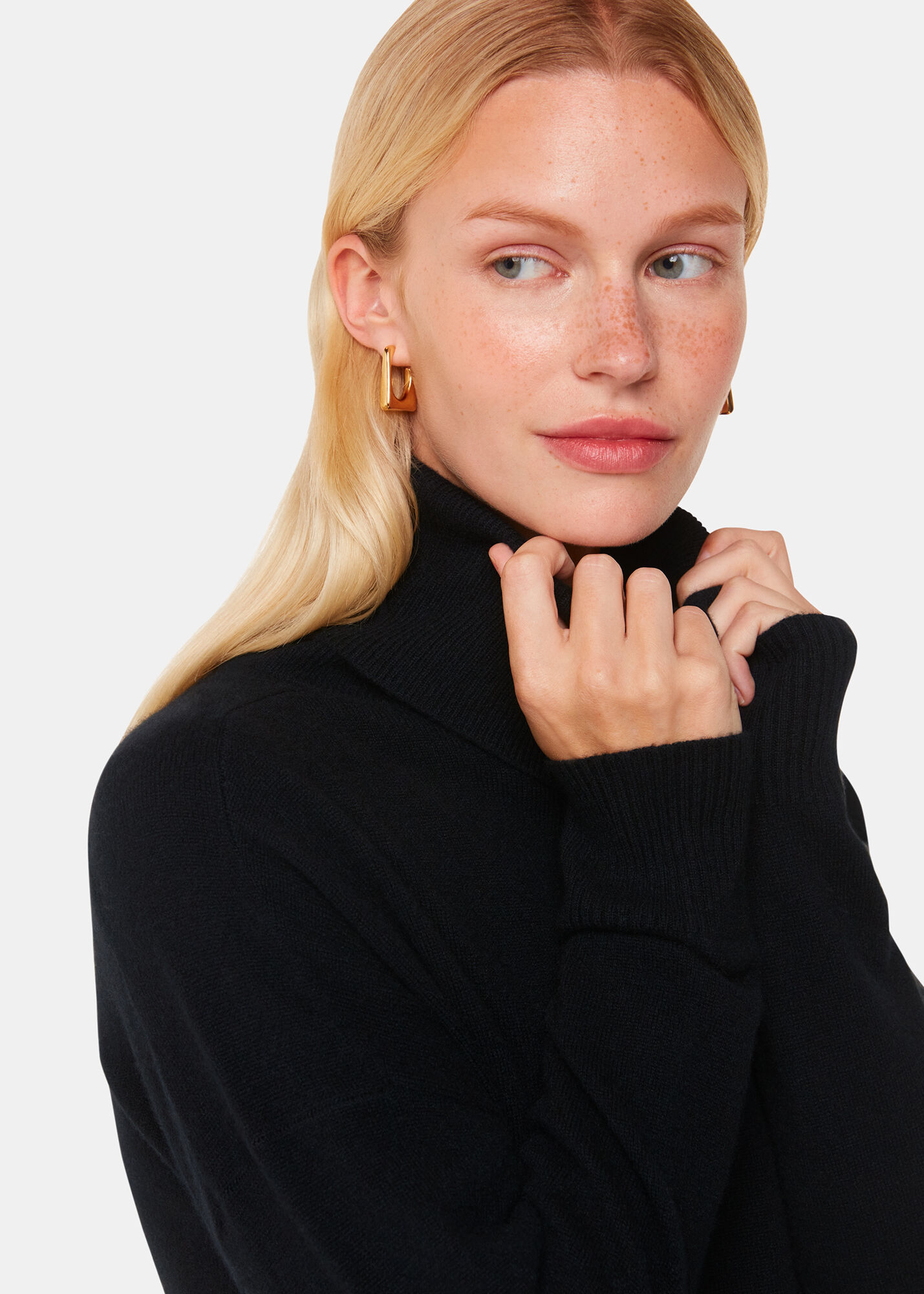 Black Cashmere Roll Neck Jumper | Whistles | Whistles UK