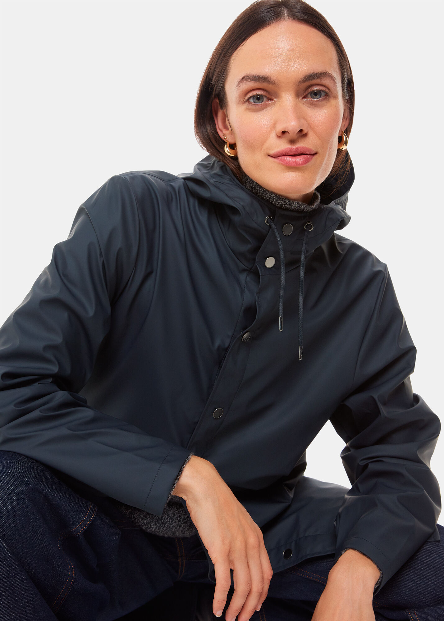 Navy Rains Long Jacket | WHISTLES | Whistles UK