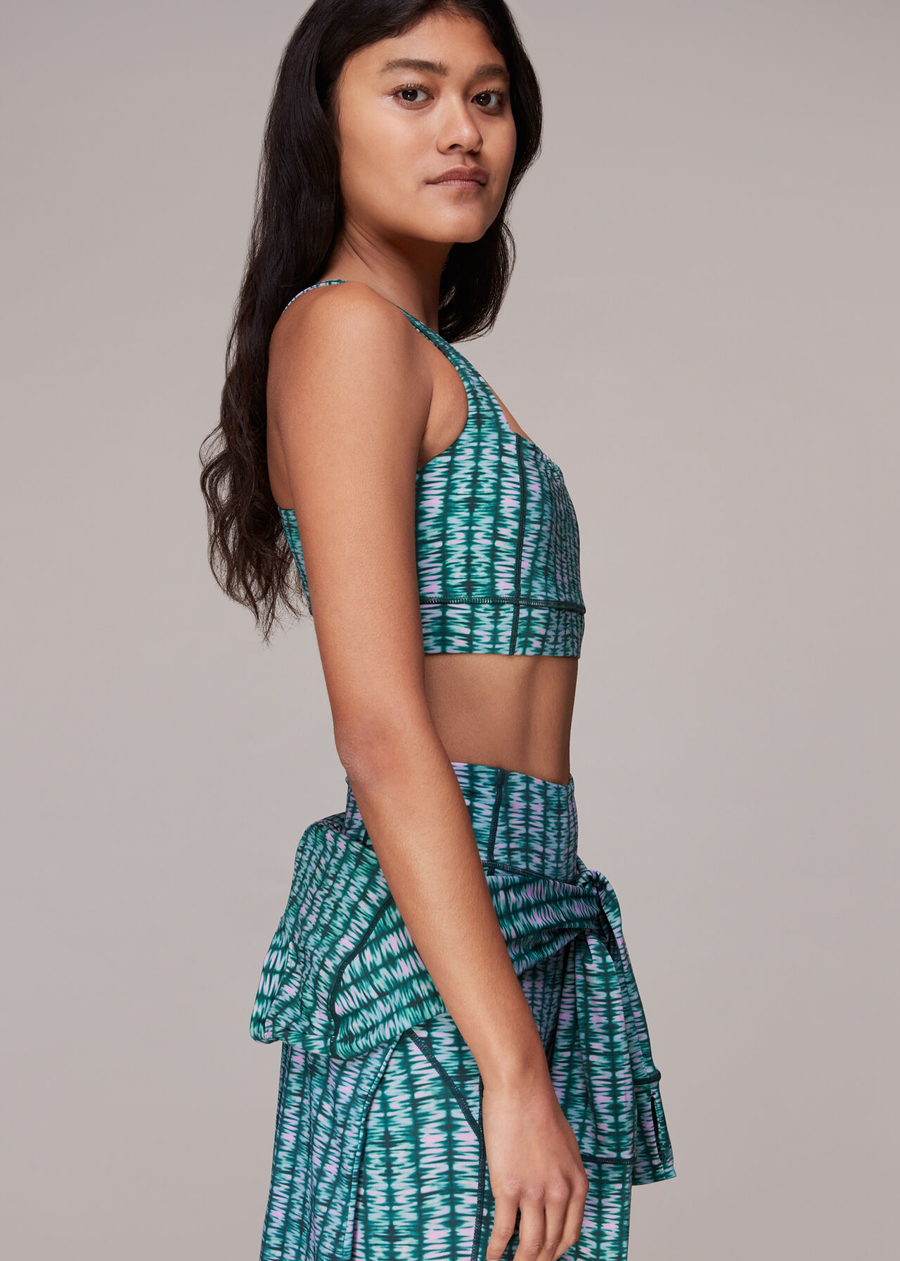 Multicolour Abstract Wave Sports Bra | WHISTLES | Whistles UK