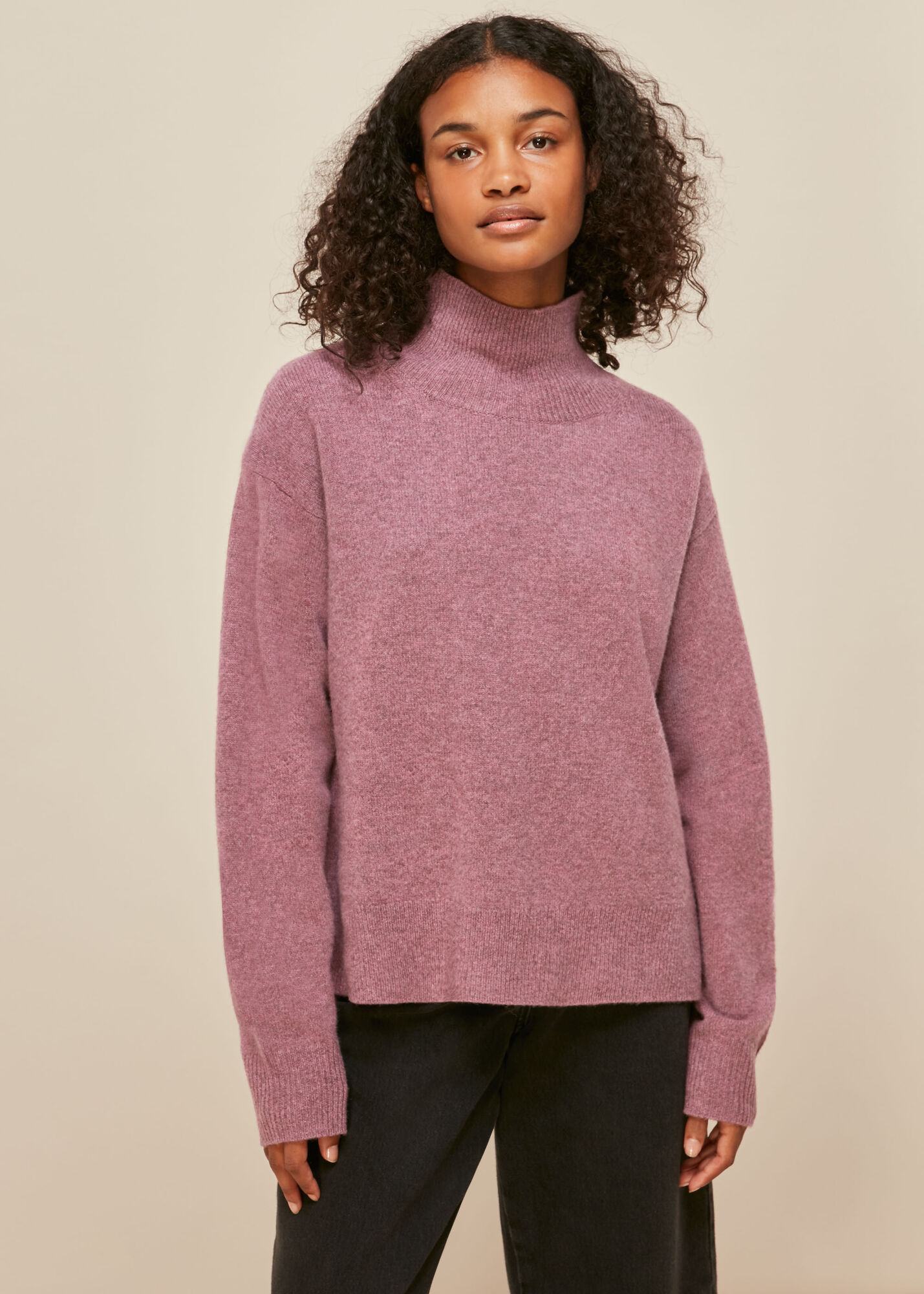 Purple/Multi Funnel Neck Merino Knit | WHISTLES | Whistles UK