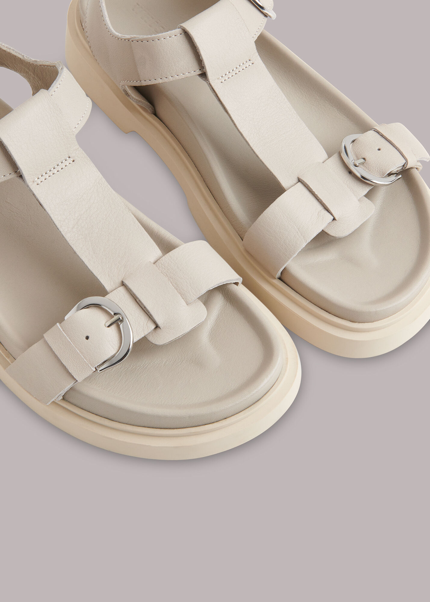Neutral Porto Double Buckle Sandal | WHISTLES | Whistles UK