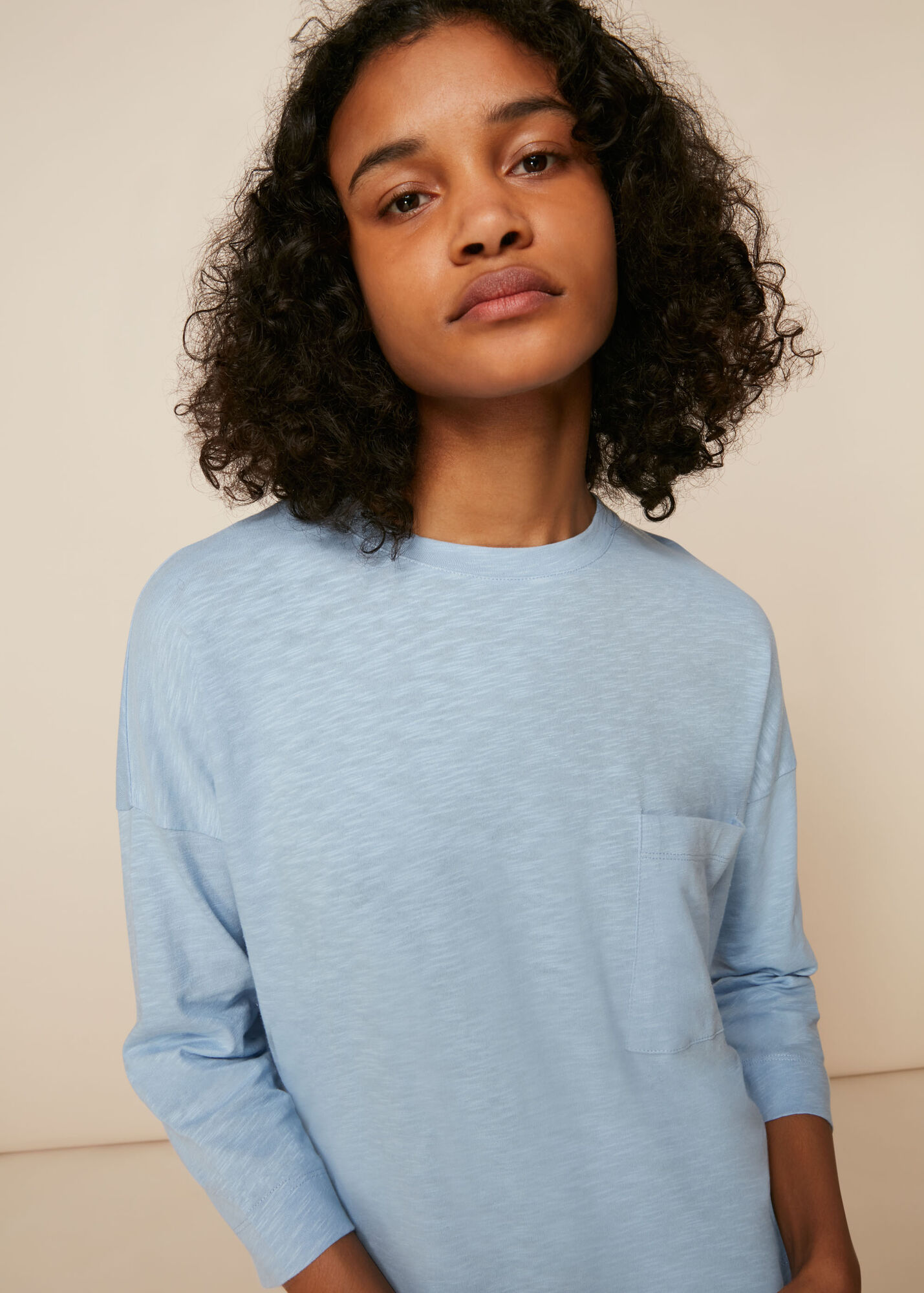Pale Blue Cotton Pocket Top | WHISTLES | Whistles UK