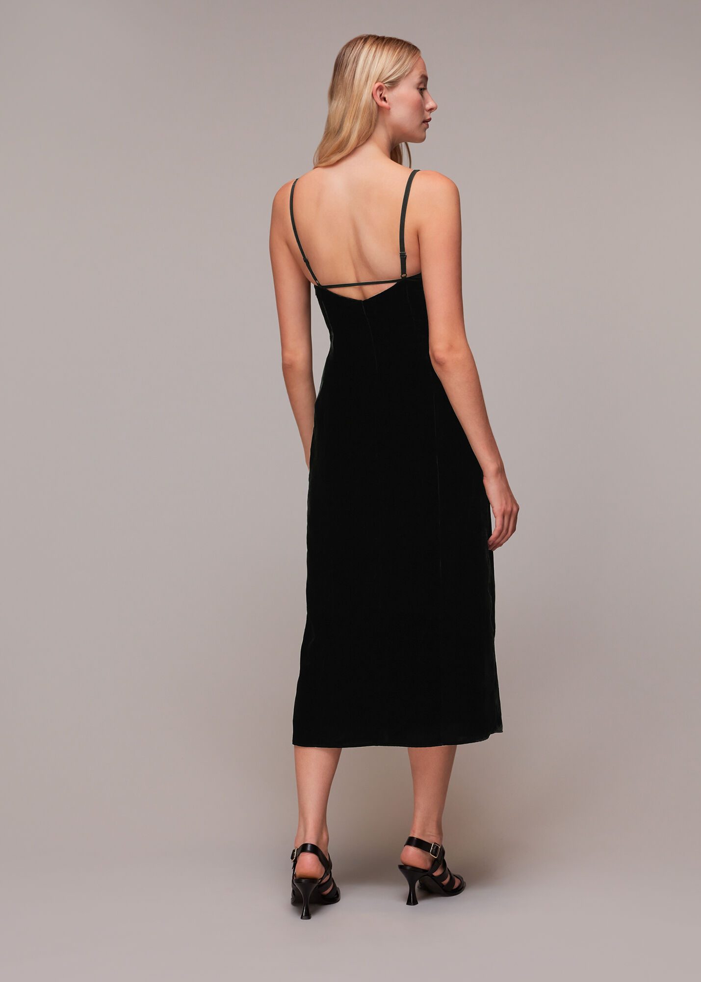 Black Cut Out Velvet Slip Dress | WHISTLES | Whistles UK