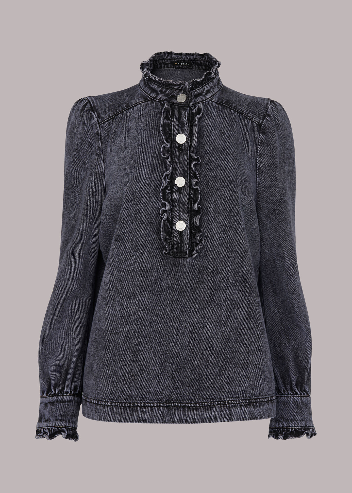 Acid Wash Ruffle Acid Wash Denim Blouse | WHISTLES | Whistles UK