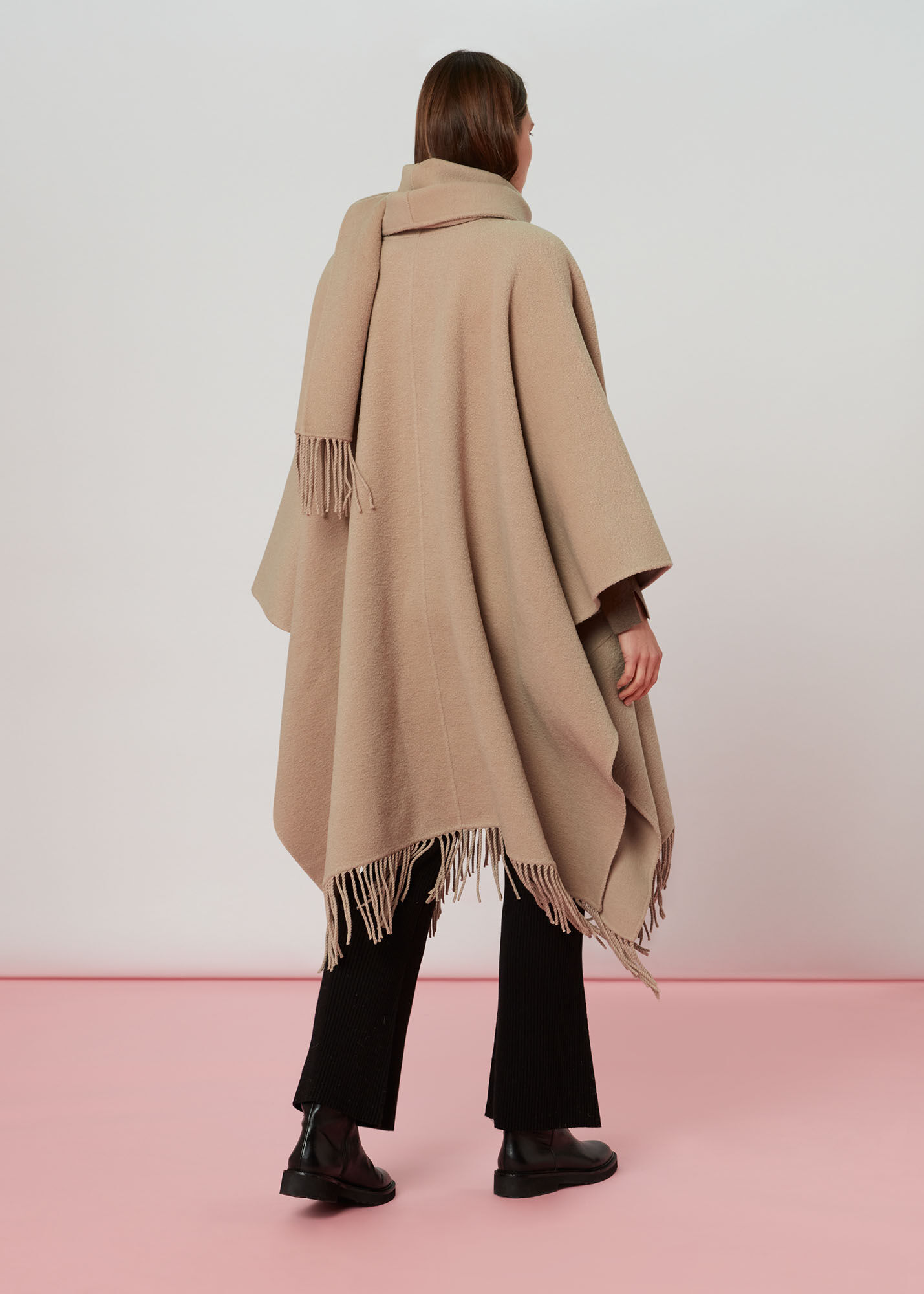 Neutral Wrap Fringe Coat | WHISTLES | Whistles UK
