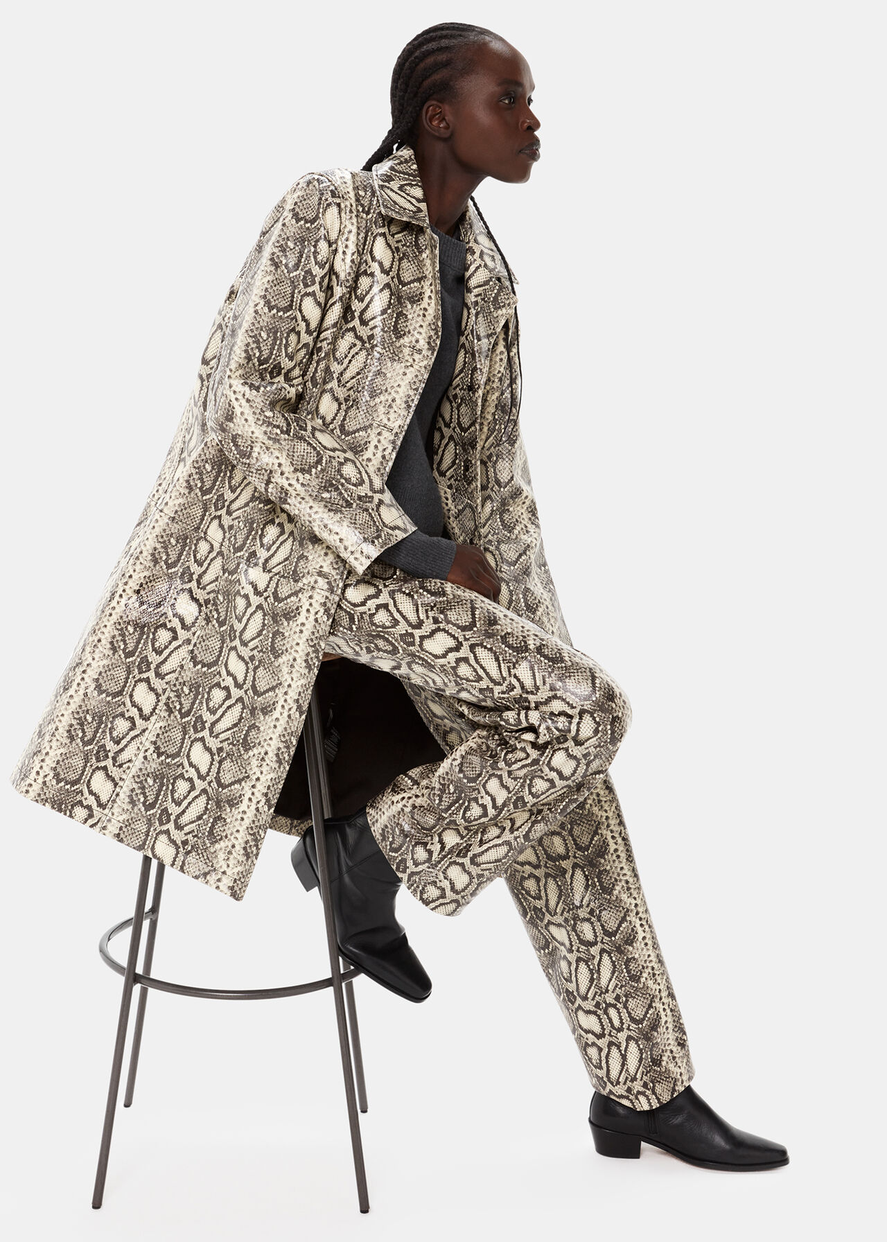 Multicolour Snake Print Leather Trousers | WHISTLES