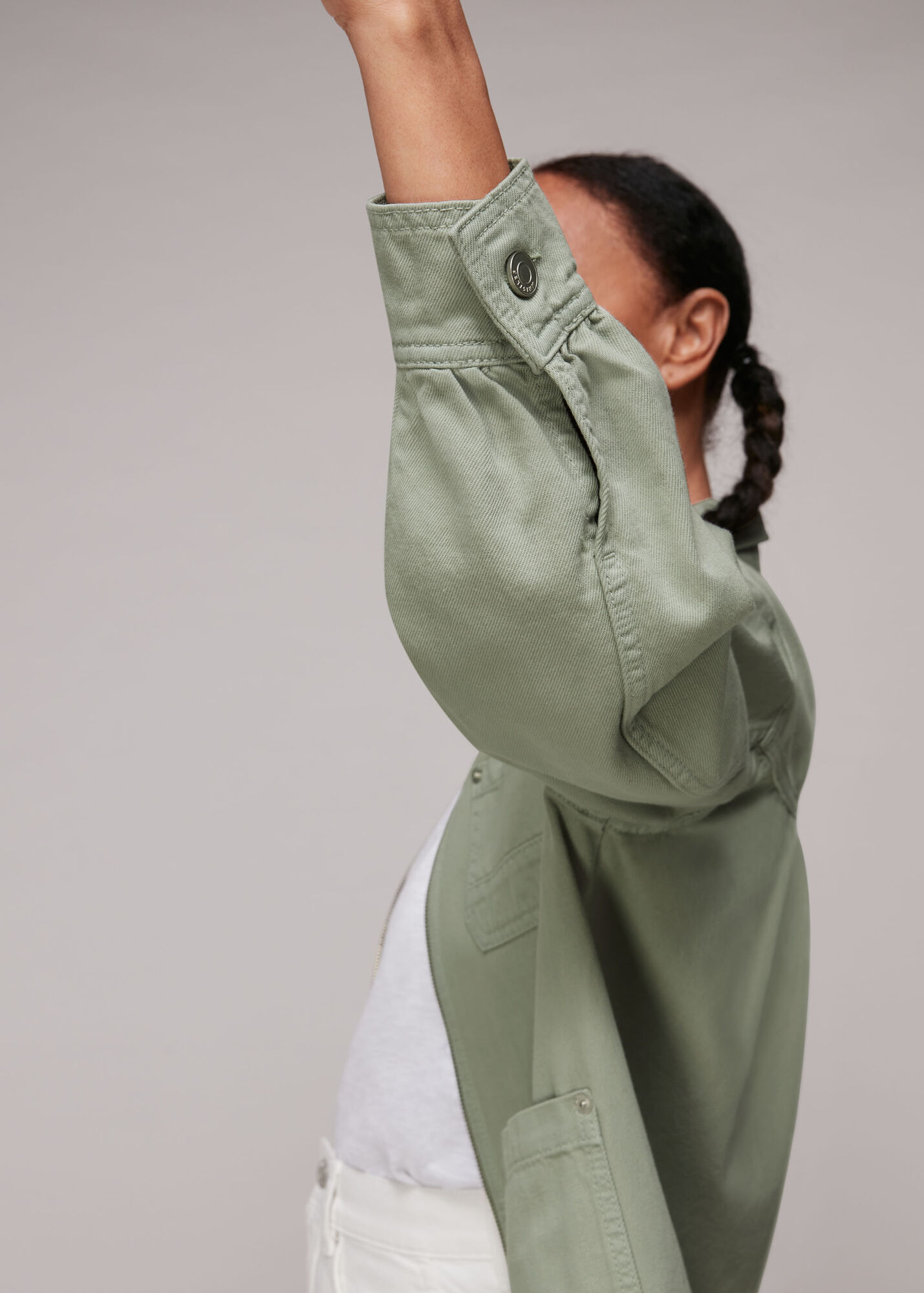 Pale Green Zip Front Cargo Jacket | WHISTLES | Whistles UK