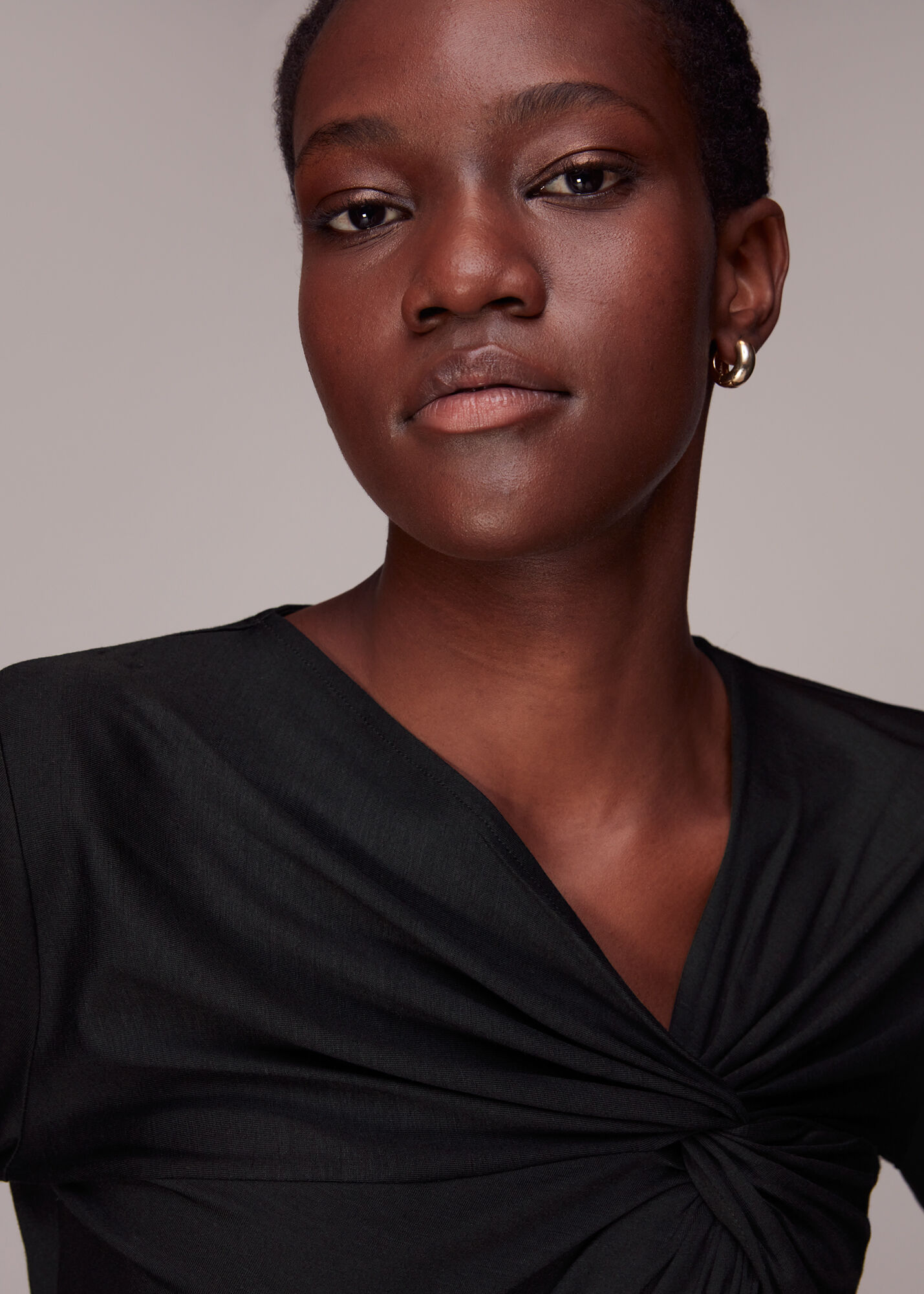 Black Twist Front Top | WHISTLES | Whistles UK