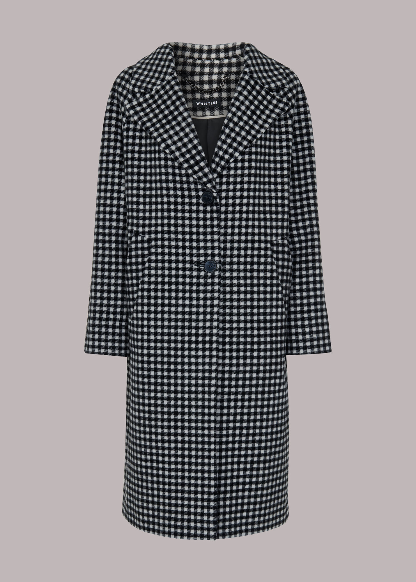 Blackmulti Gingham Wool Blend Cocoon Coat Whistles Whistles Uk