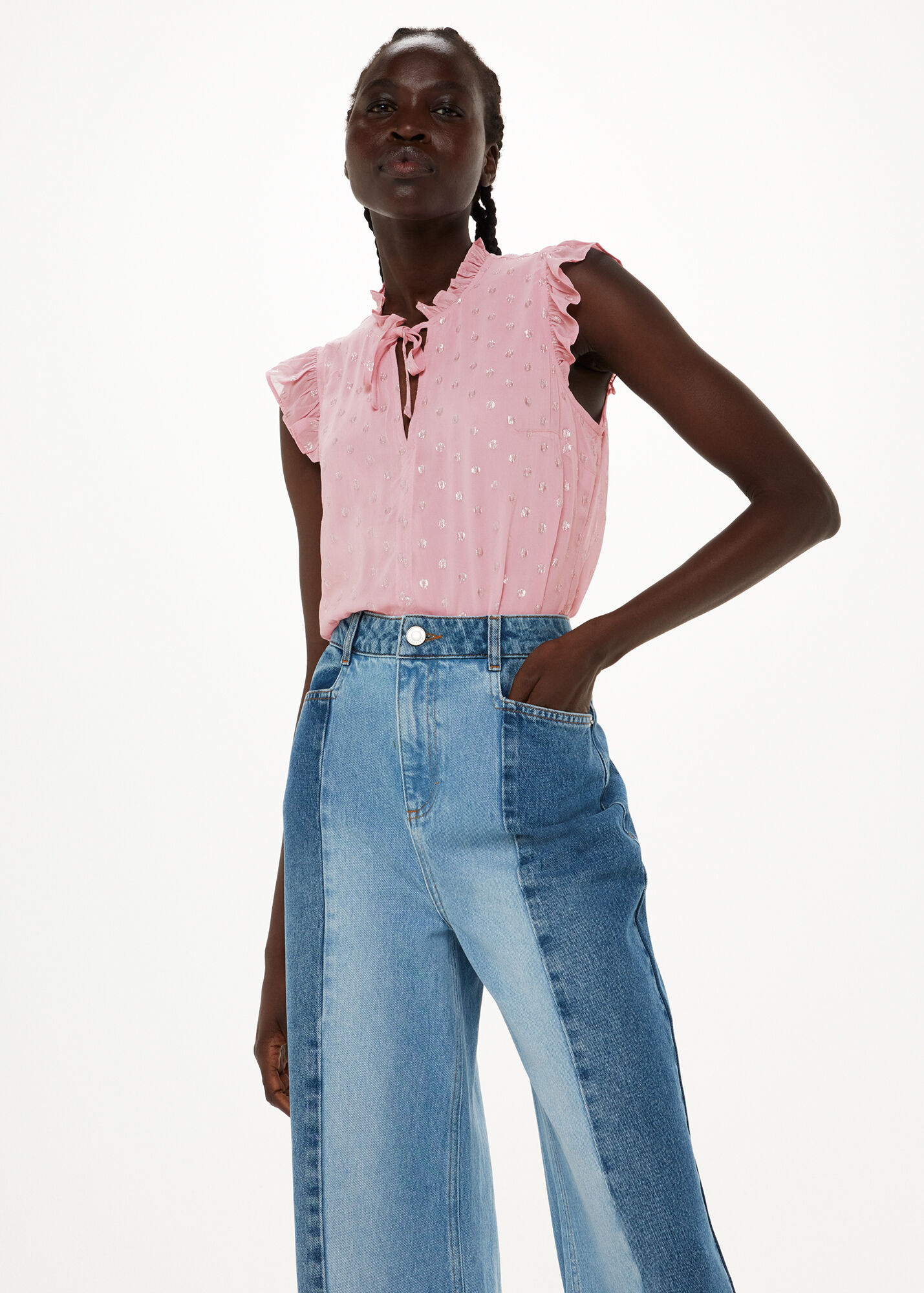 Lilac Metallic Dobby Top | WHISTLES