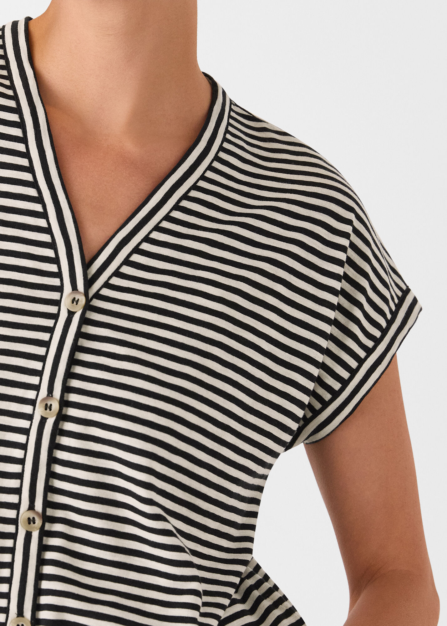 Black/Multi Jilly Stripe Button Top | WHISTLES | Whistles UK